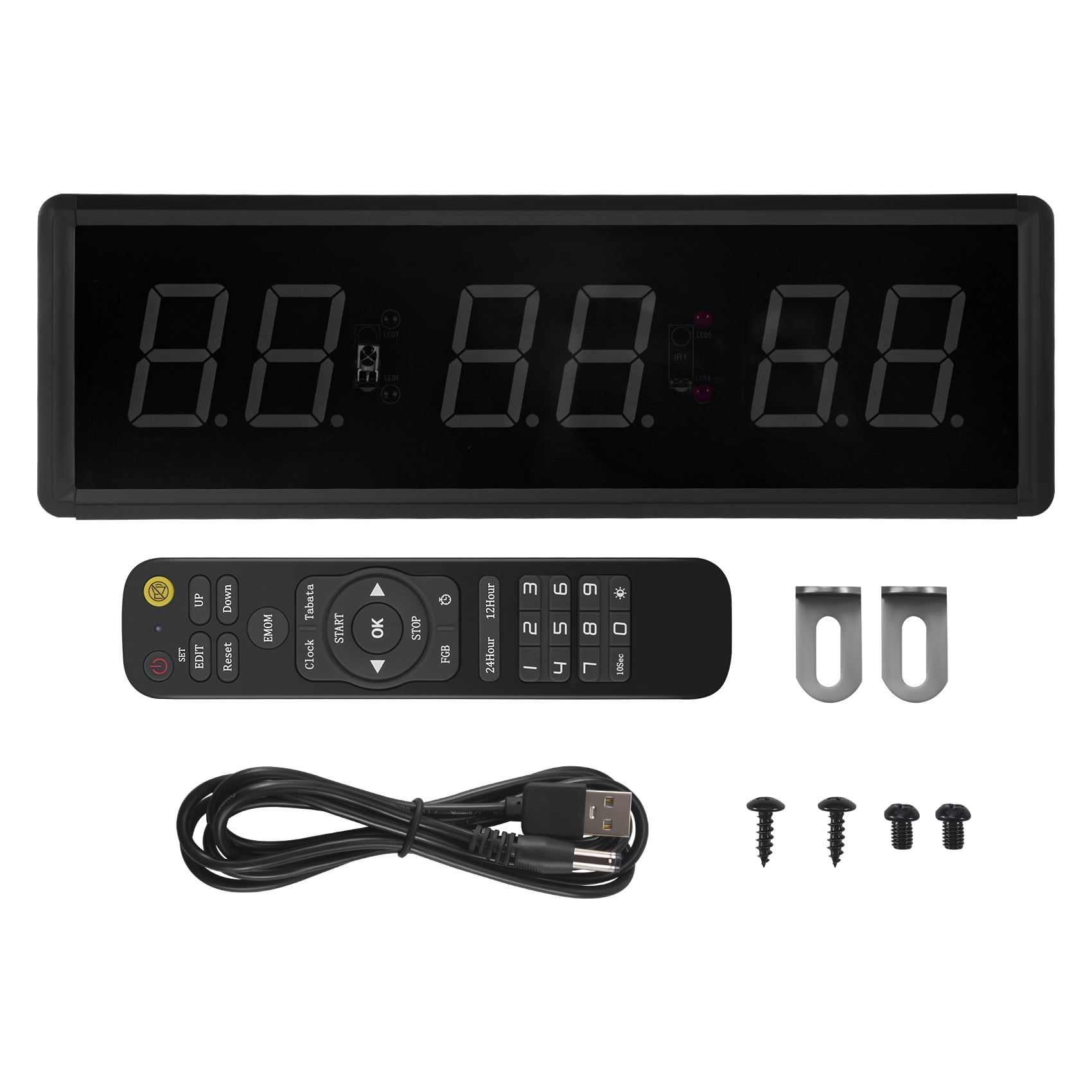Gym Timer,LED Interval Timer Digital Countdown Wall Mounted Clock Fitness Timer,Digits Down/Up ...