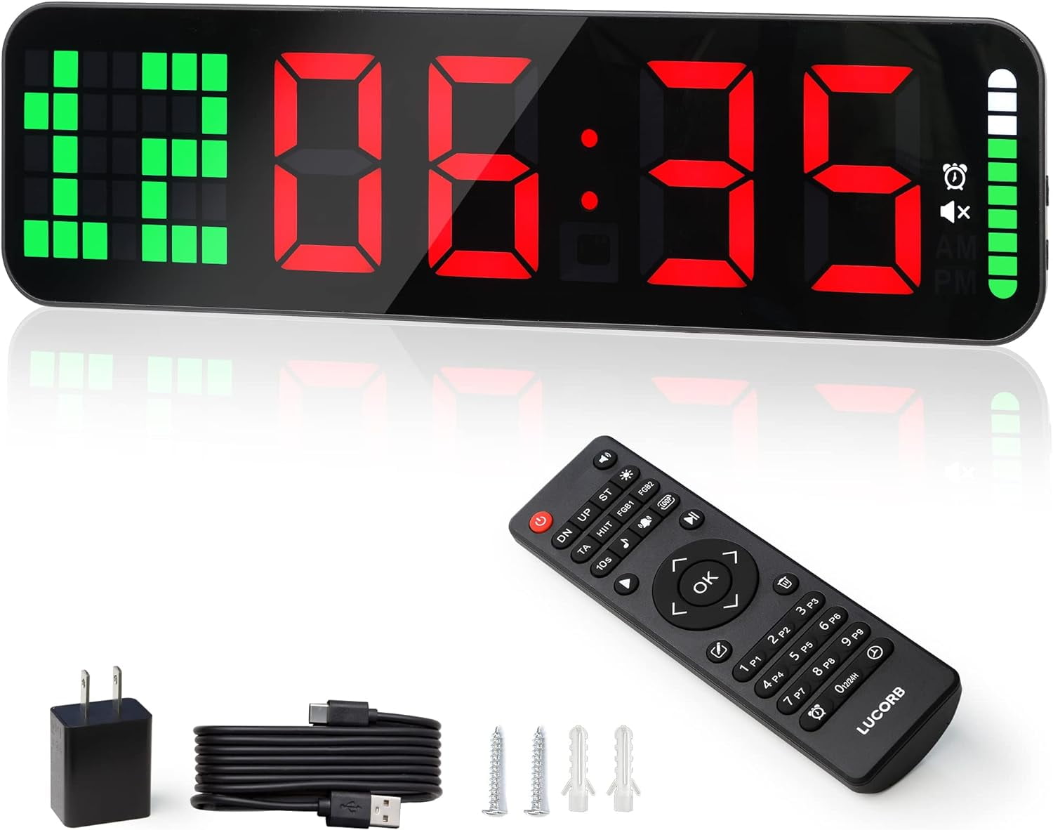 Gym Timer - Large Digital Gym Clock Wall with Interval Time Progress ...