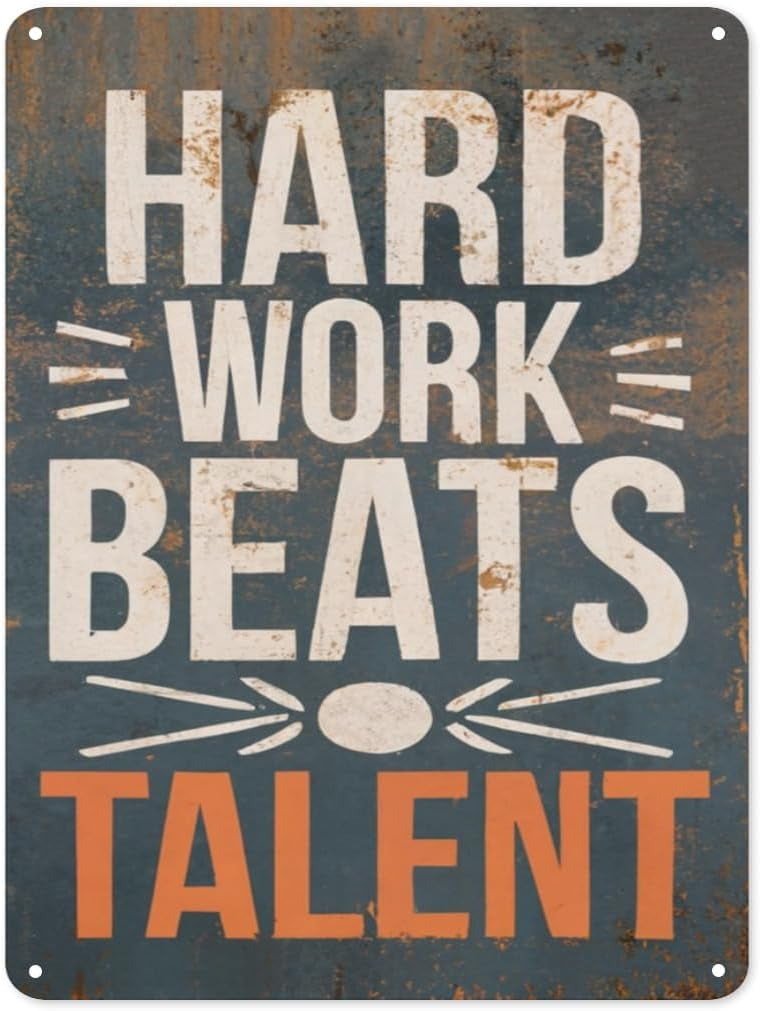 Gym Tin Sign For Home Gym Hard Work Beats Talent Gym Metal Tin Sign Retro Wall Art Metal Gym ...