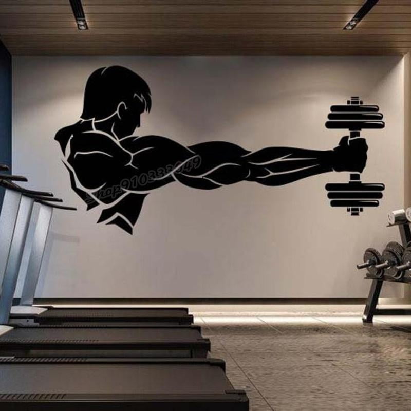 Gym Vinyl Wall Decal Workout Athletic Gym Muscle Logo Fitness Beast ...