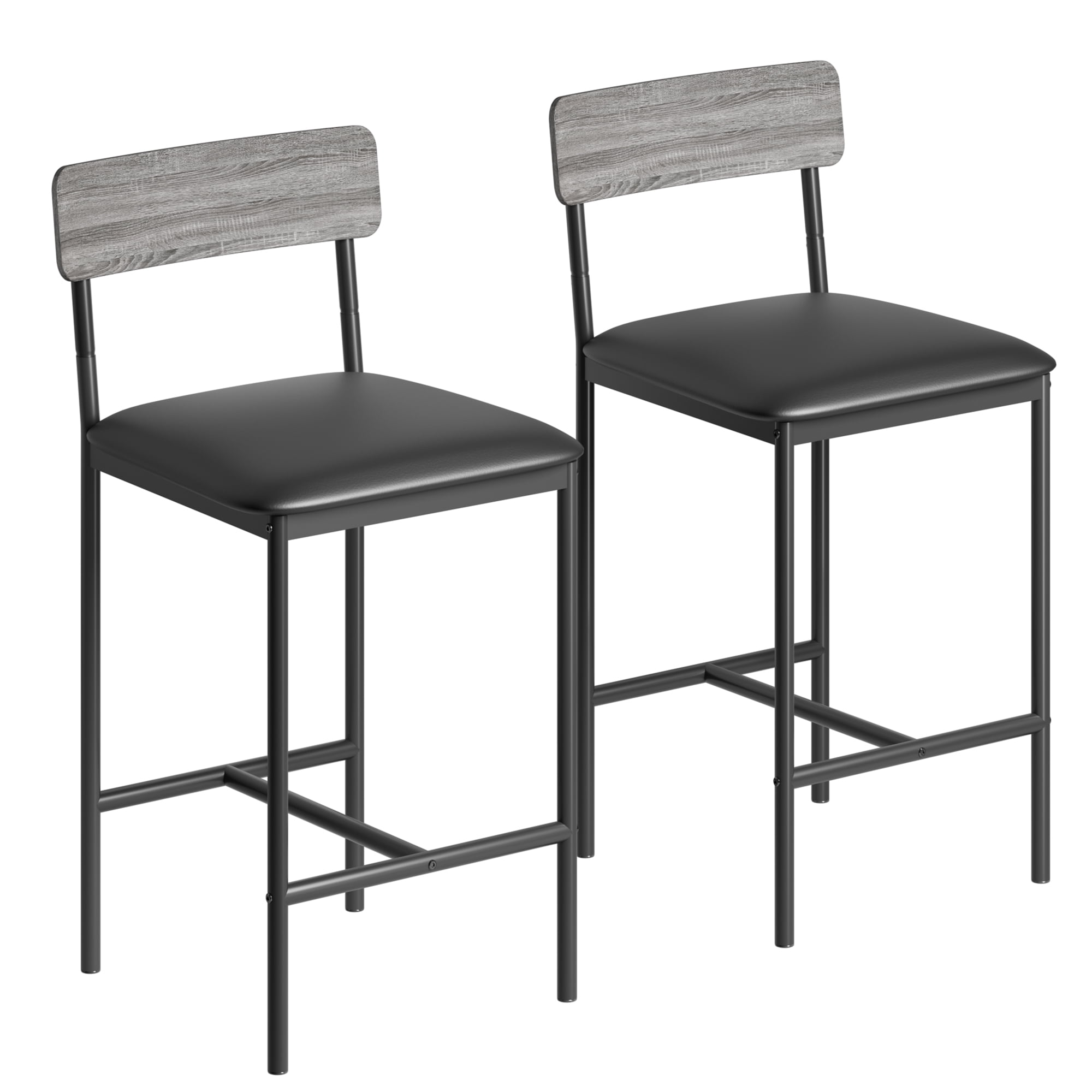 GymChoice Bar Stools Set of 2, 25.5 Inches Upholstered Bar Chairs with ...