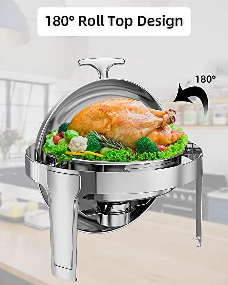 GymChoice Chafing Dish Buffet Set,6QTRoll Top Stainless Steel Chafer ...