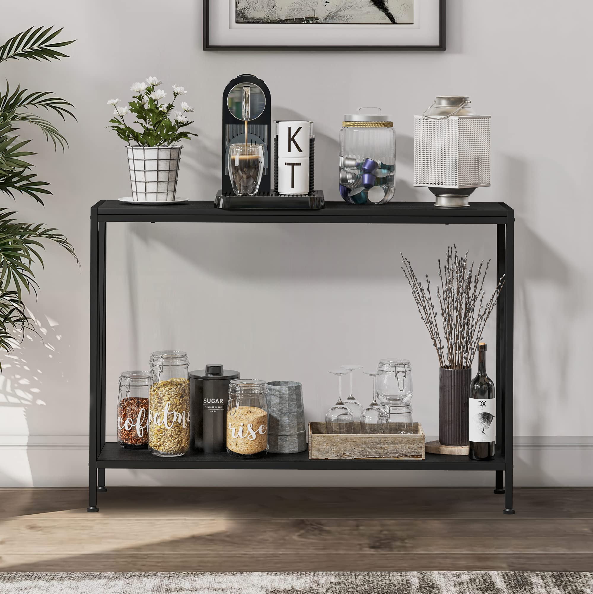 GymChoice Console Table, 47.2" Grey Entryway Table, Industrial 2-Tier ...