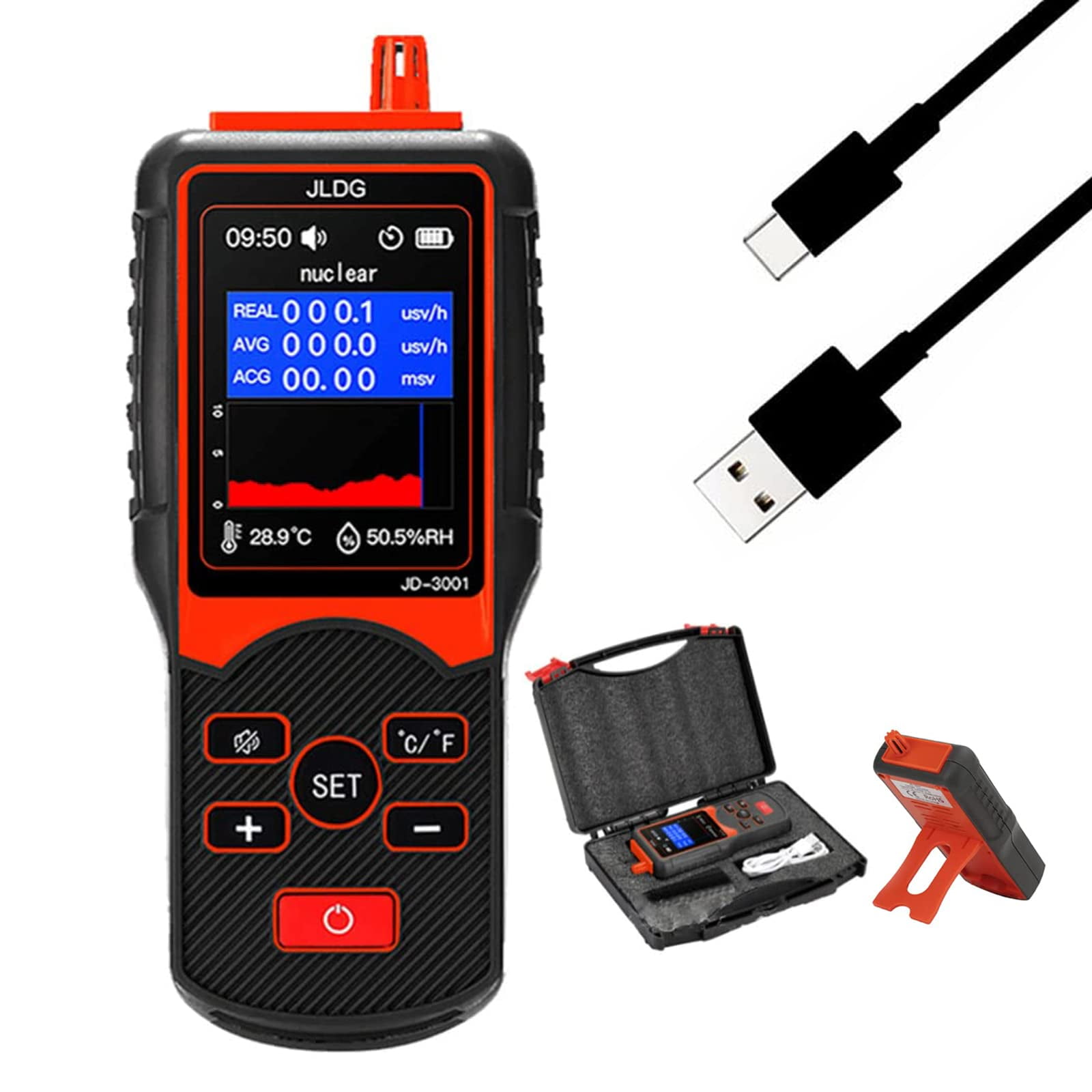 GymChoice JD‑3001 Professional Geiger Counter Nuclear Radiation Detector Radioactive Meter ...