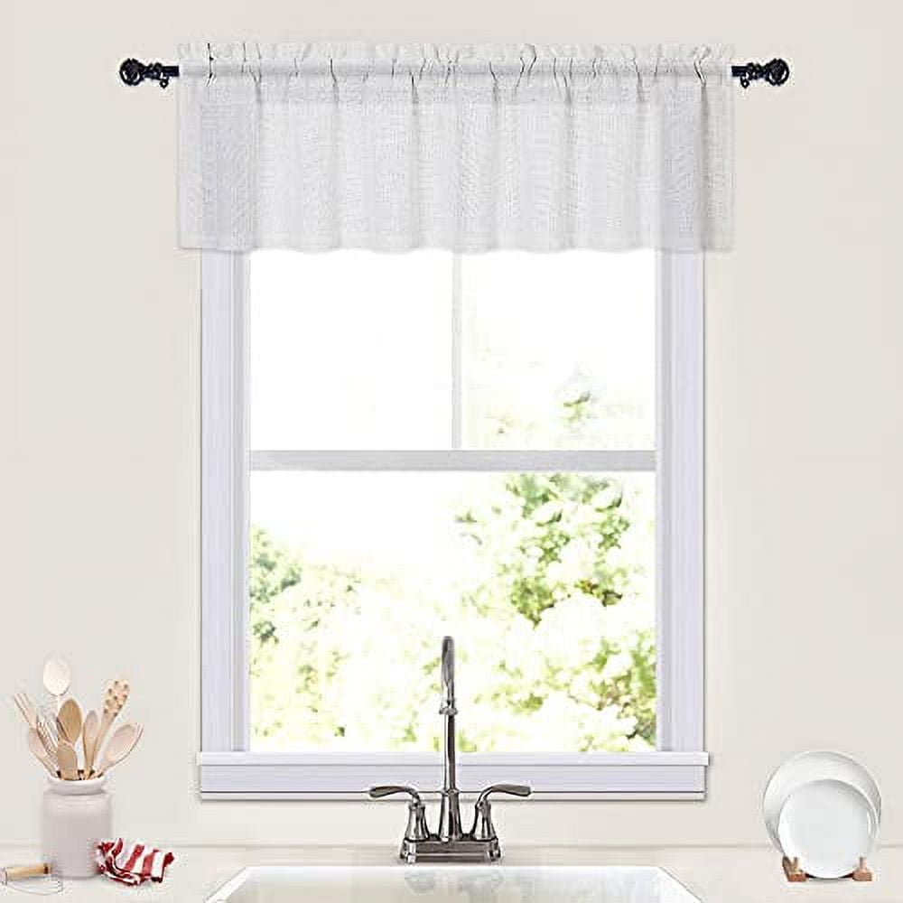 GymChoice Kitchen Valances for Windows Modern Farmhouse Linen Blend ...