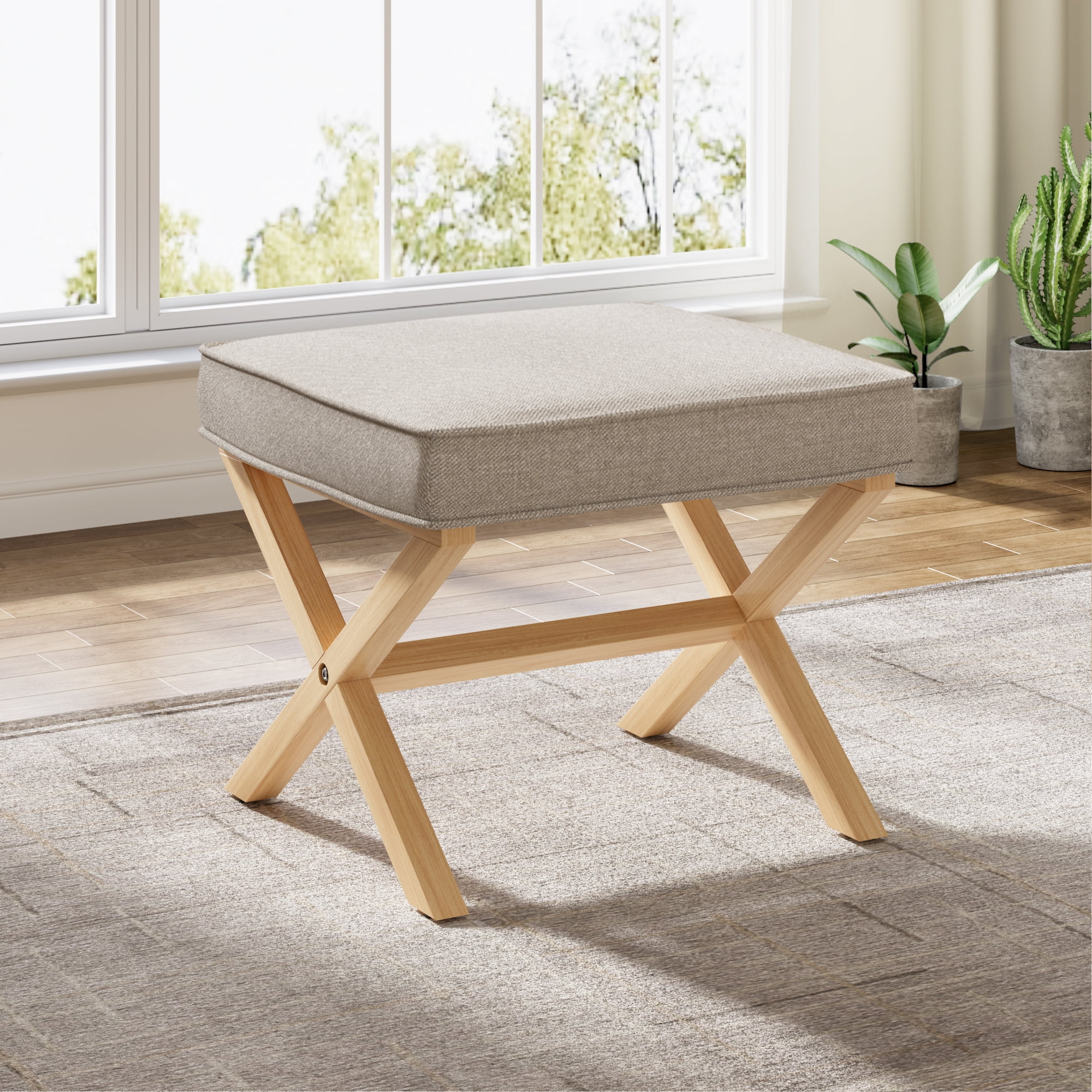 GymChoice Modern Square Ottoman with X Base, Ottoman for Living Room ...