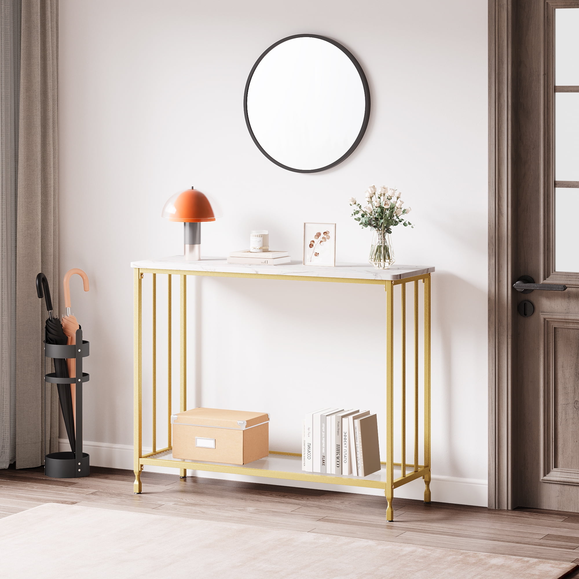 GymChoice Narrow Wood Composite Console Table, Gold - Walmart.com
