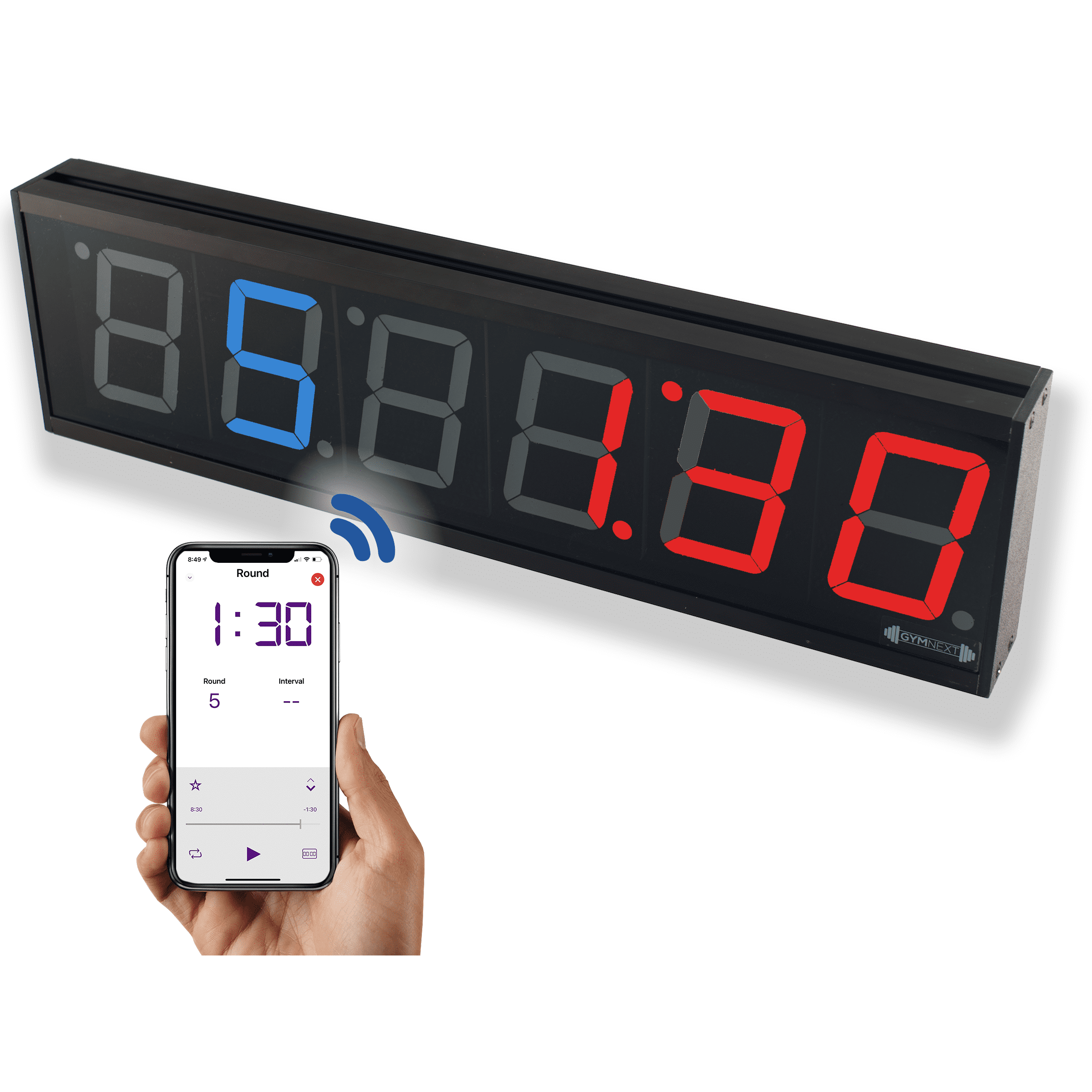 GymNext Flex Timer - Gym Edition - Bluetooth App-Controlled Wall Mounted 23" LED Gym Timer with ...