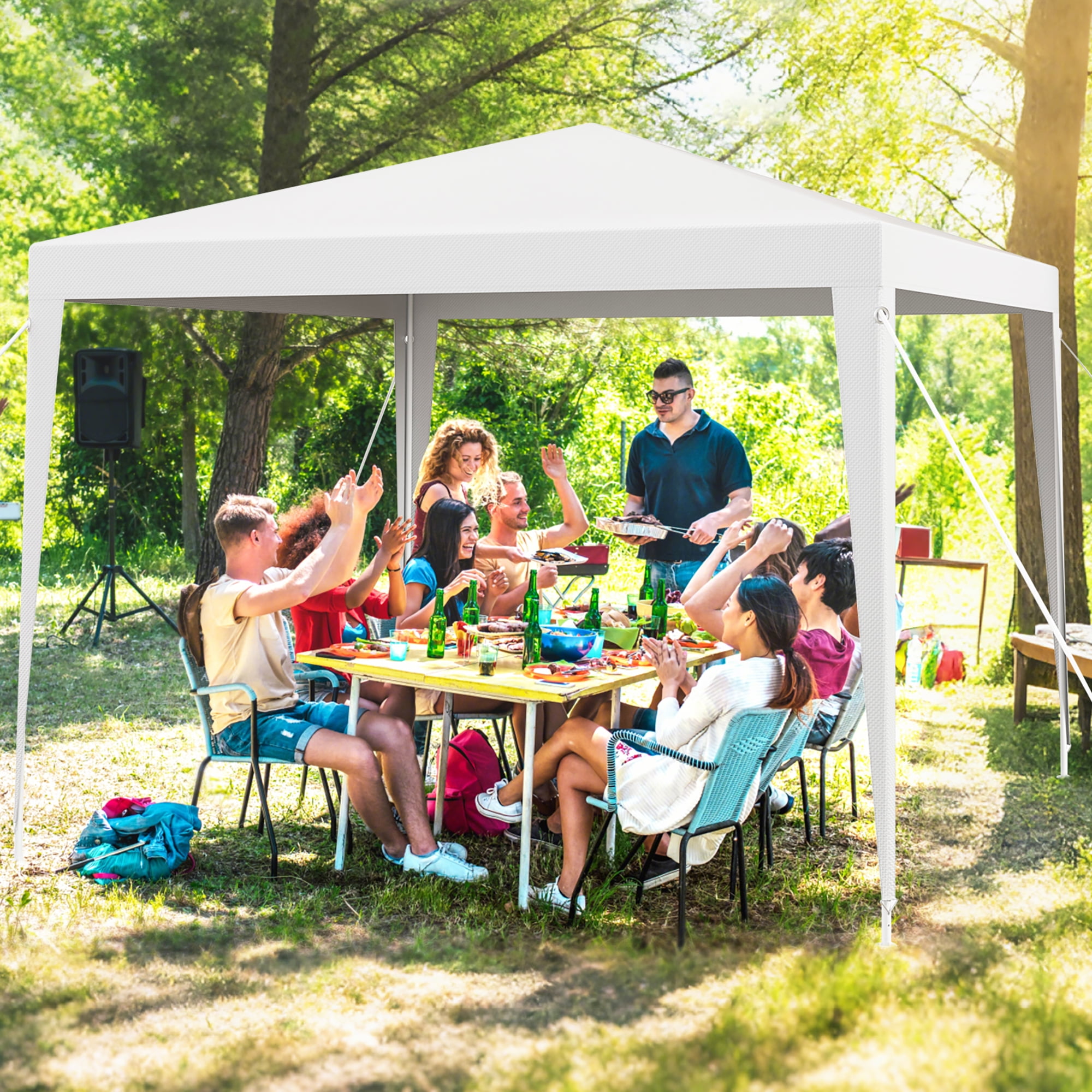 Gymax 10 FT X 10 FT Canopy Tent Heavy Duty Gazebo Shelter White Outdoor ...