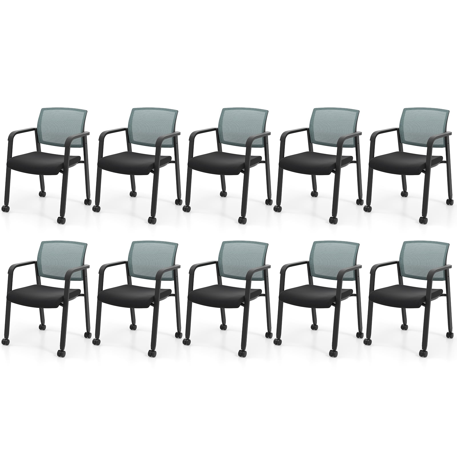 Gymax 10 PCSC Conference Chairs Stackable Office Guest Mesh Chair ...