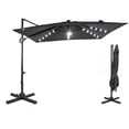 Gymax 10FT Cantilever Patio Umbrella w/Solar LED Lights 360-Degree ...