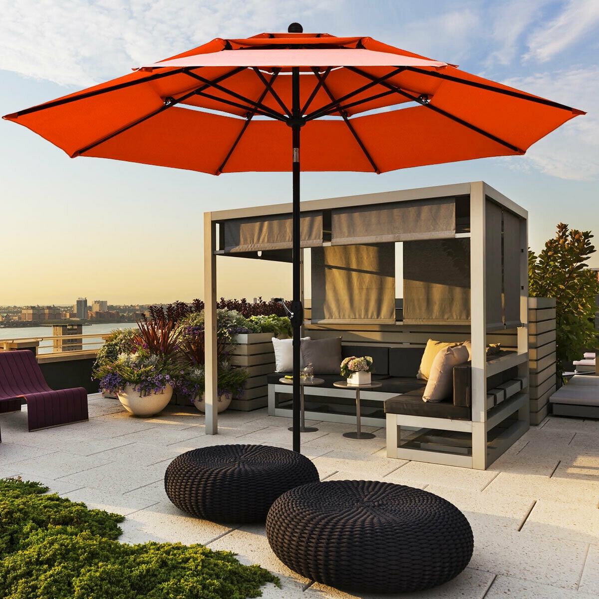 Gymax 10ft Outdoor Sun Shade Patio Umbrella for Yard and Deck with ...