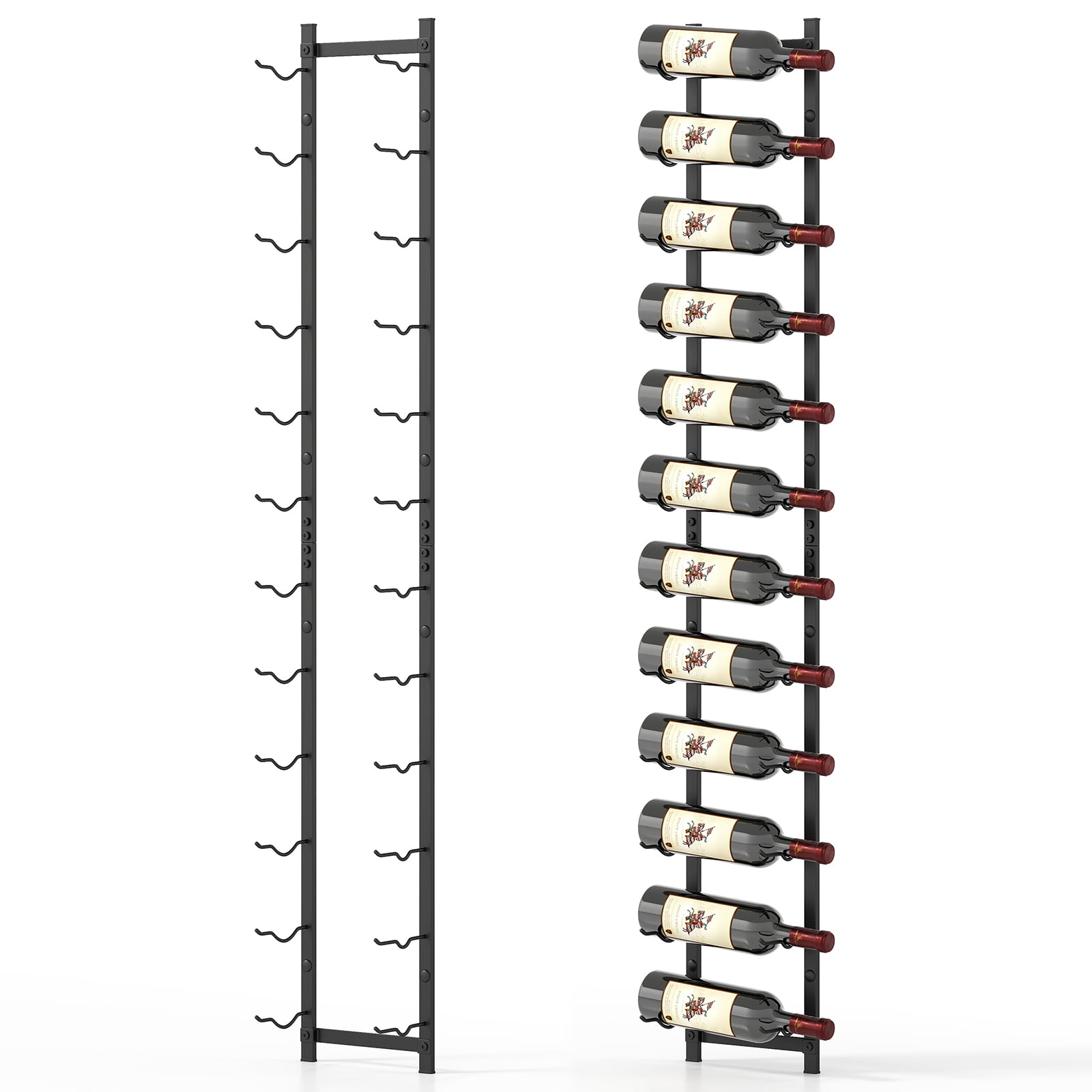 Gymax Hanging 12-Bottle Wall Mounted Metal Wine Rack Display Organizer ...