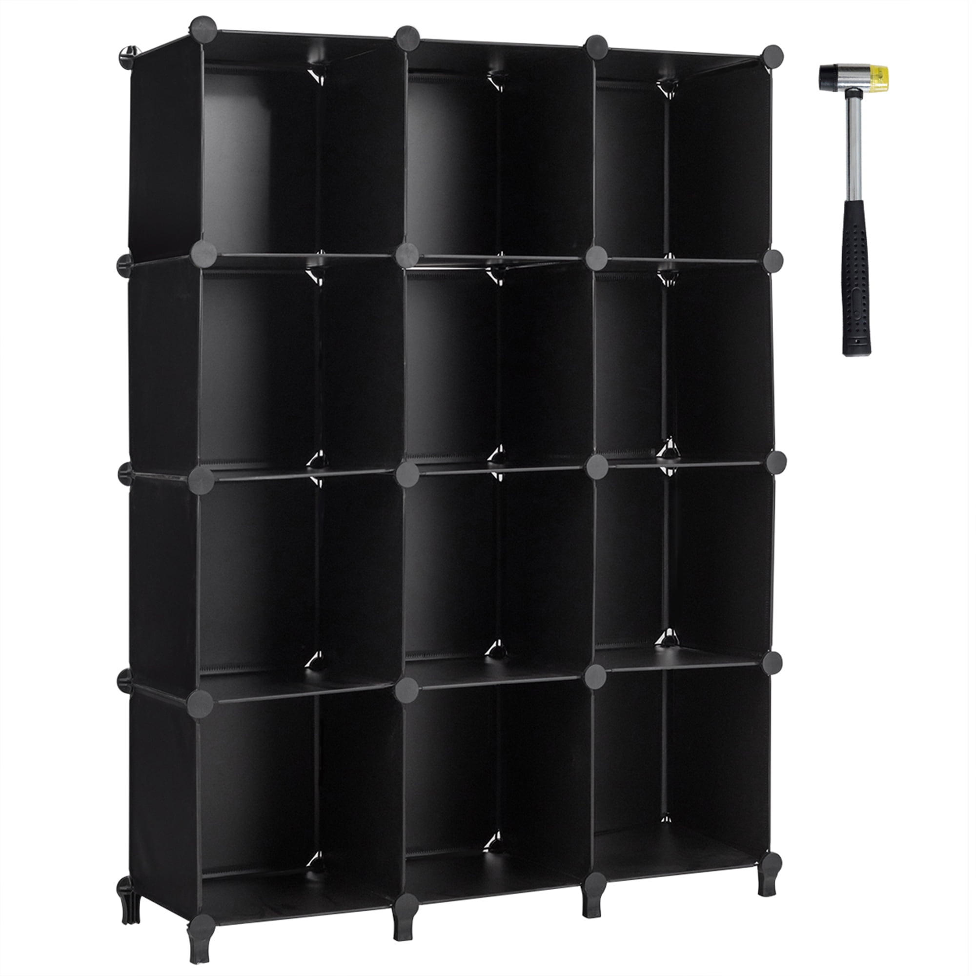 Gymax 12-Cube Stackable Storage Organizer, Plastic Cubic Shelves with ...