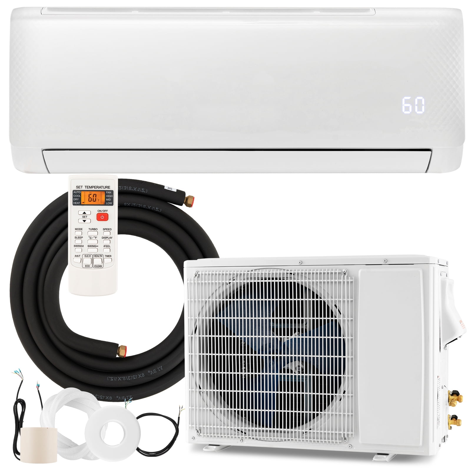 Gymax 12000 BTU Mini Split Air Conditioner 21 SEER2 AC Unit w/ Heat ...