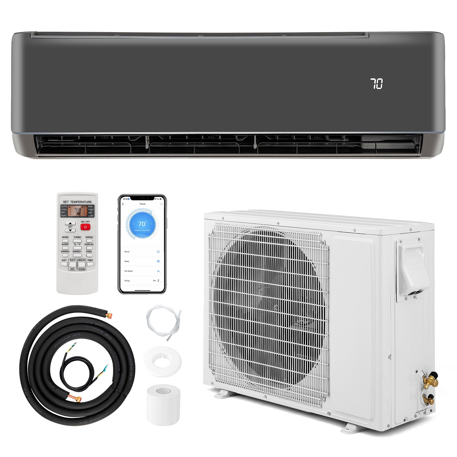 Gymax 12000 BTU Mini Split Air Conditioner & Heater 21 SEER2 208-230V ...