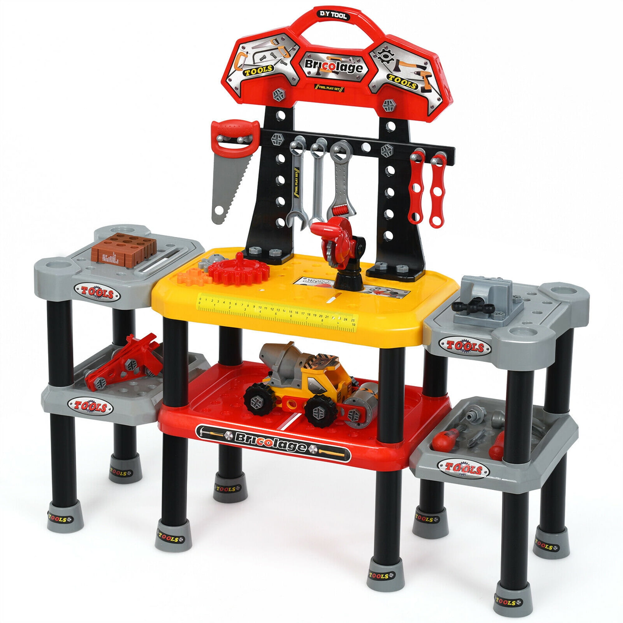 Gymax 121 Pcs Kids Pretend Workbench Construction Workshop Tool Play ...
