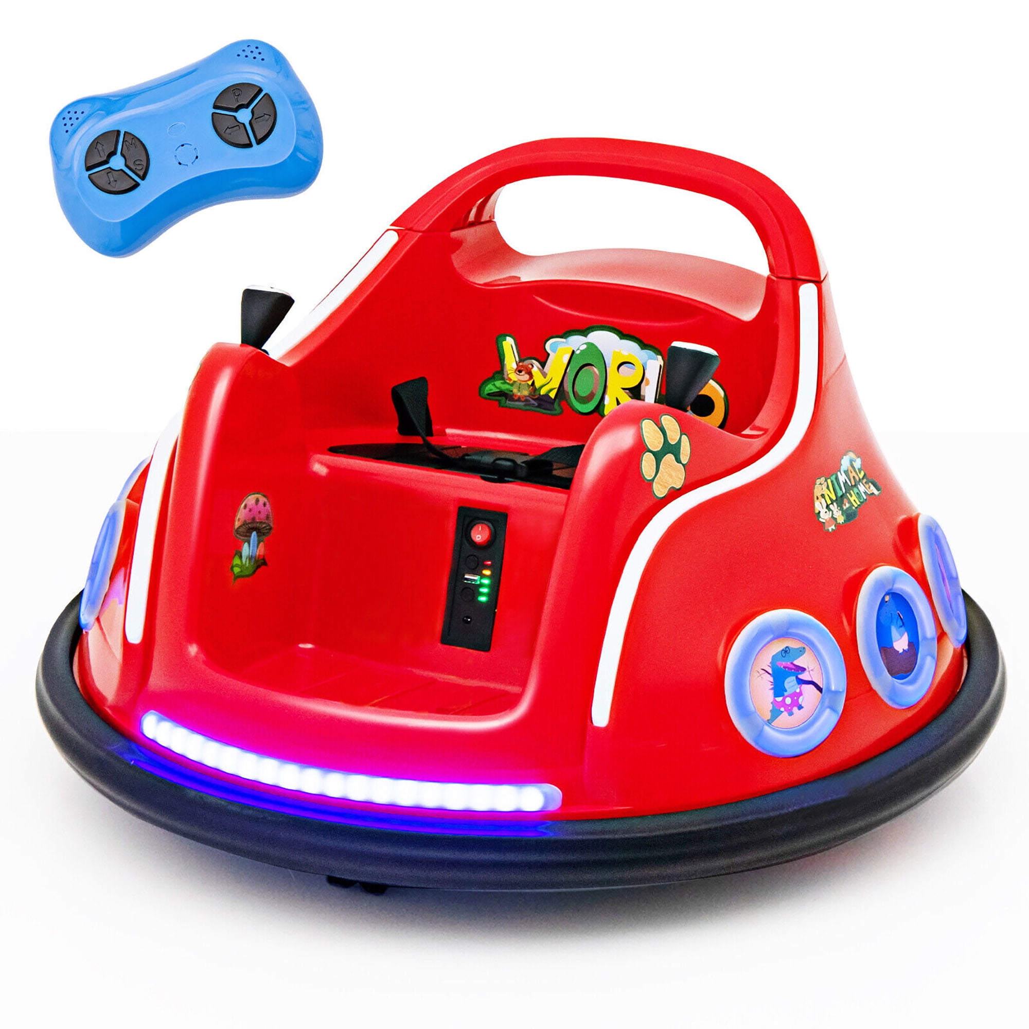 Gymax 12V Toddler Ride on Bumper Car with Parental Remote Control, LED ...