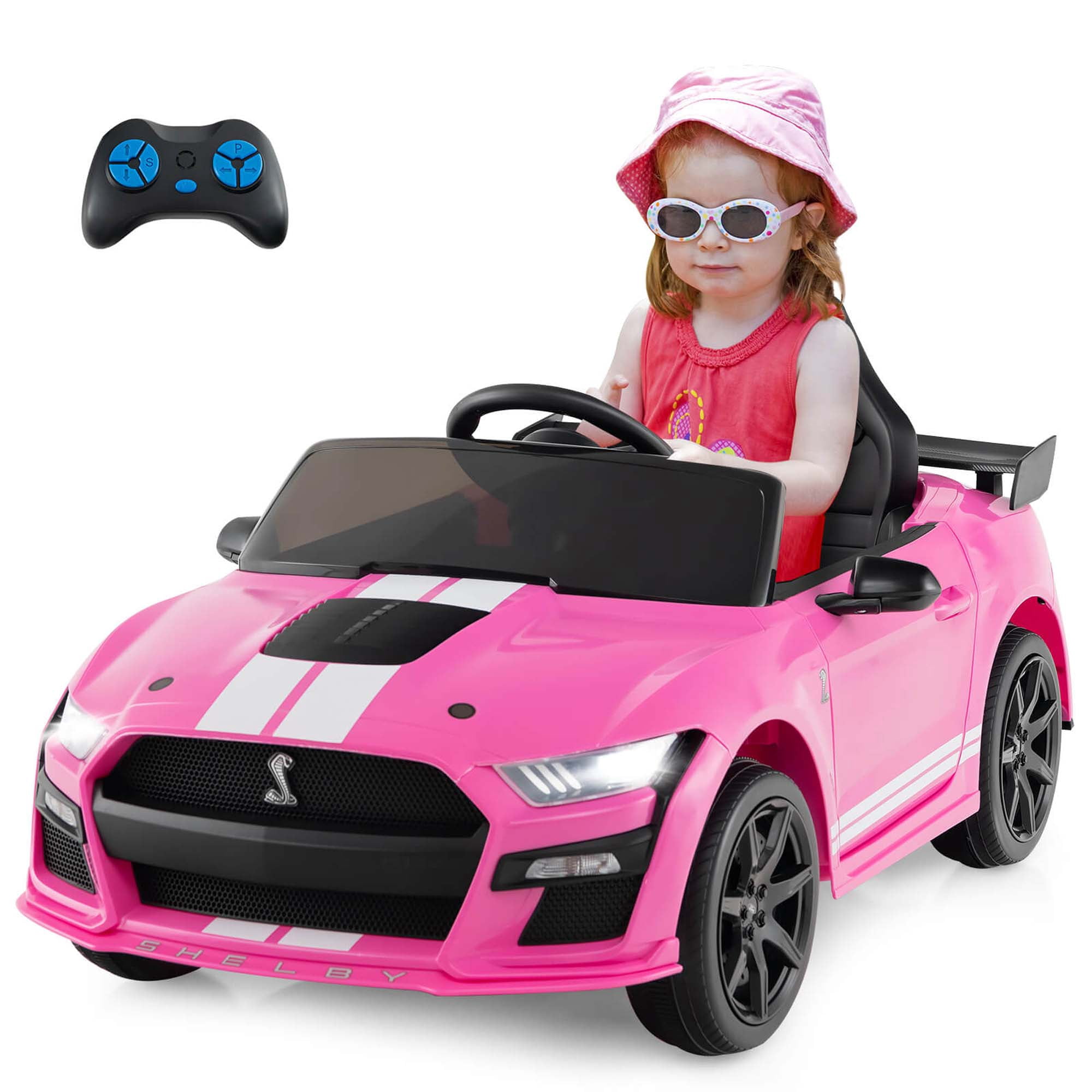 Gymax 12V Kids Ride on Car Licensed Ford Mustang Shelby GT500 w/ Remote ...