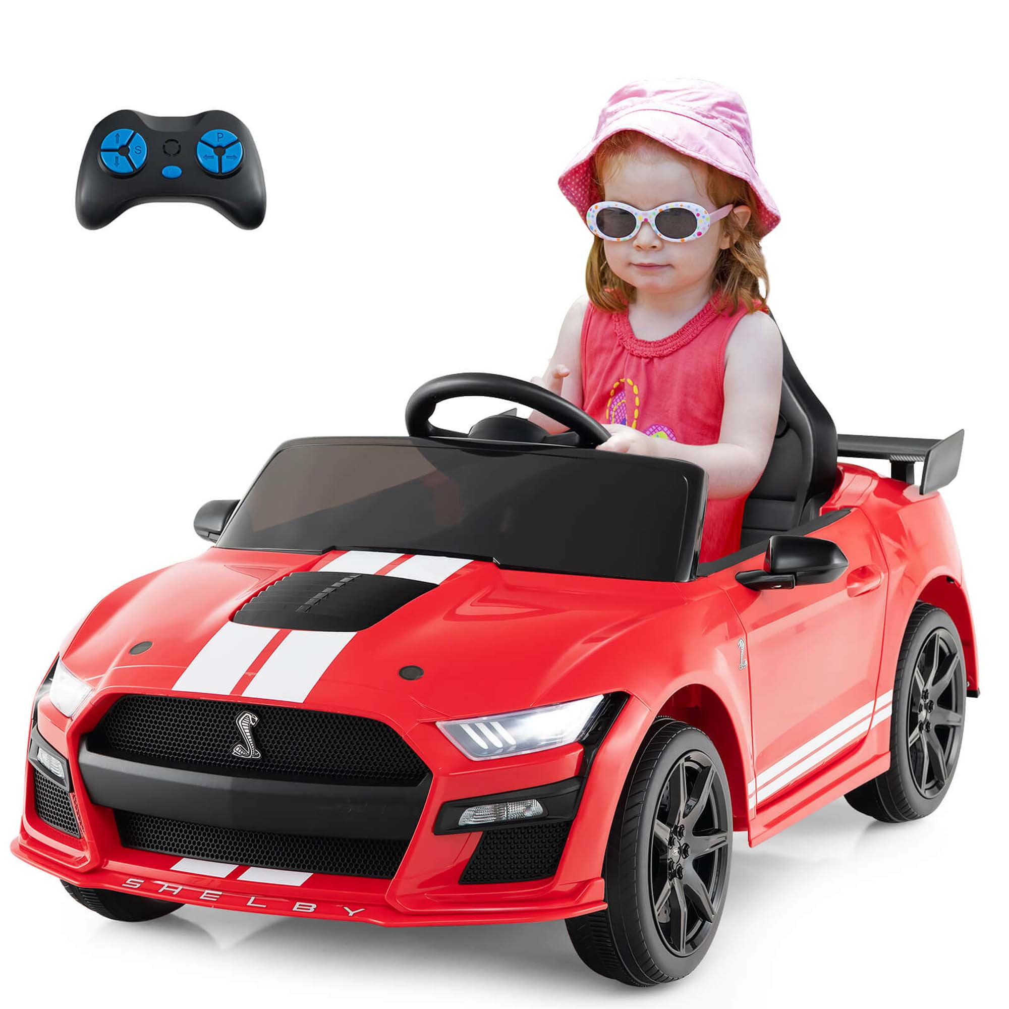 Gymax 12V Kids Ride on Car Licensed Ford Mustang Shelby GT500 w/ Remote ...