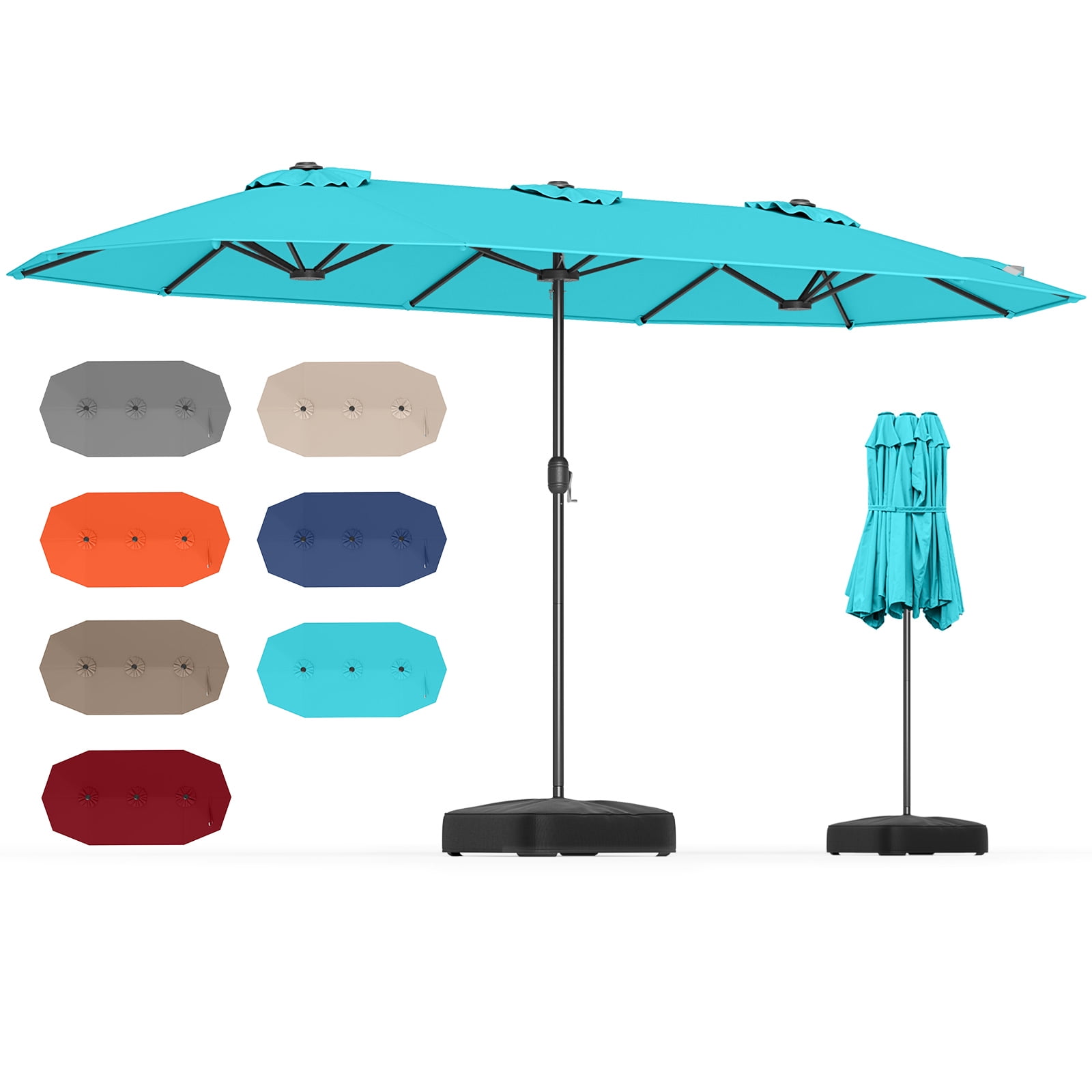 Gymax 13FT Double-sided Patio Umbrella w/ Crank Handle Umbrella Base ...