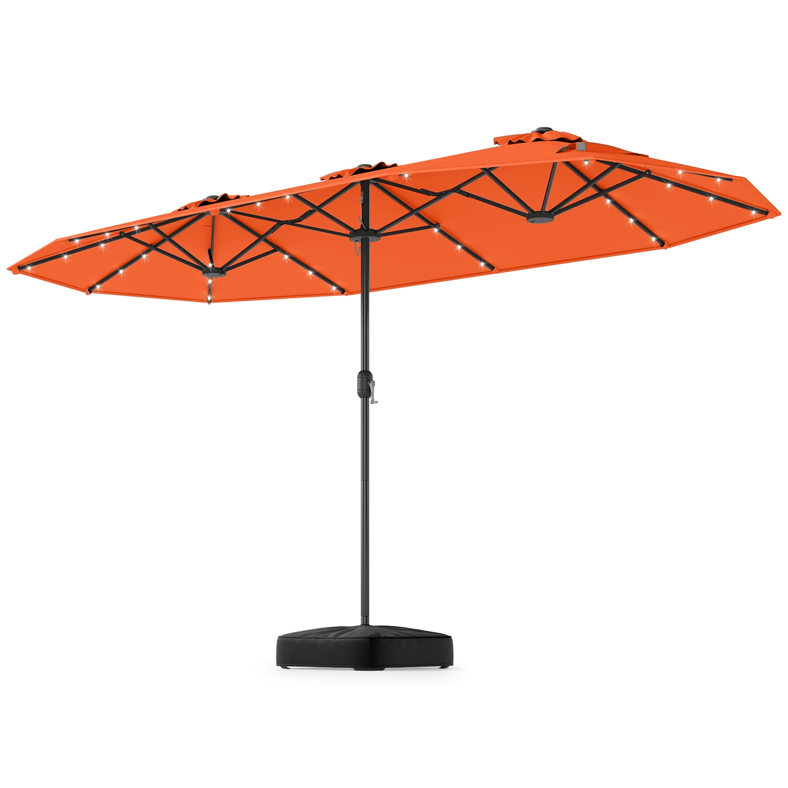 Gymax 13FT Double-sided Patio Umbrella w/ Solar Lights Crank Handle ...