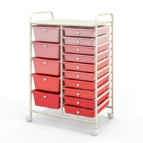 Costway 15-Drawer Rolling Organizer Cart for Office, School, Crafts ...