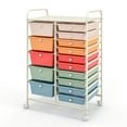Gymax Large Colorful Organizing Set, 15 Drawer Rolling Storage Cart ...