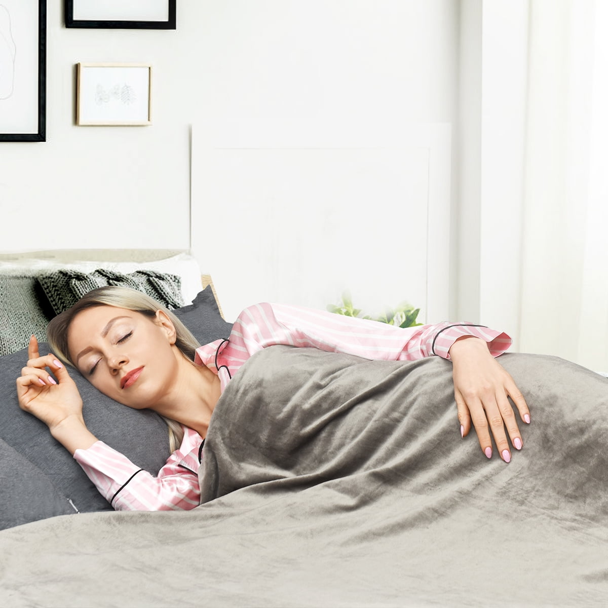 Gymax 15 lbs 48''x72'' Weighted Blankets with Removable Cover Glass ...