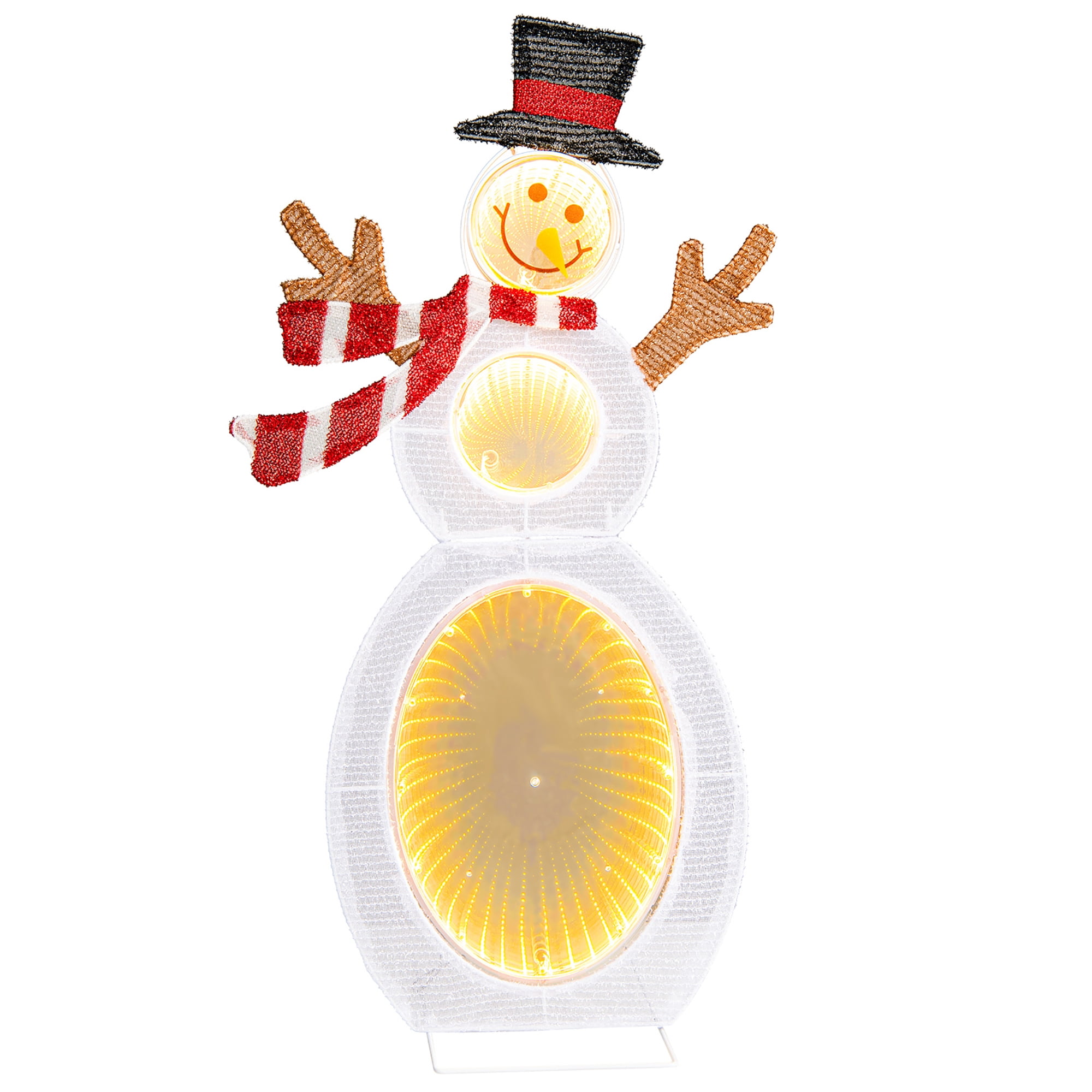 Gymax 2.6 ' Lighted Snowman w/105 Built-in LED Lights Metal Stand Zip ...