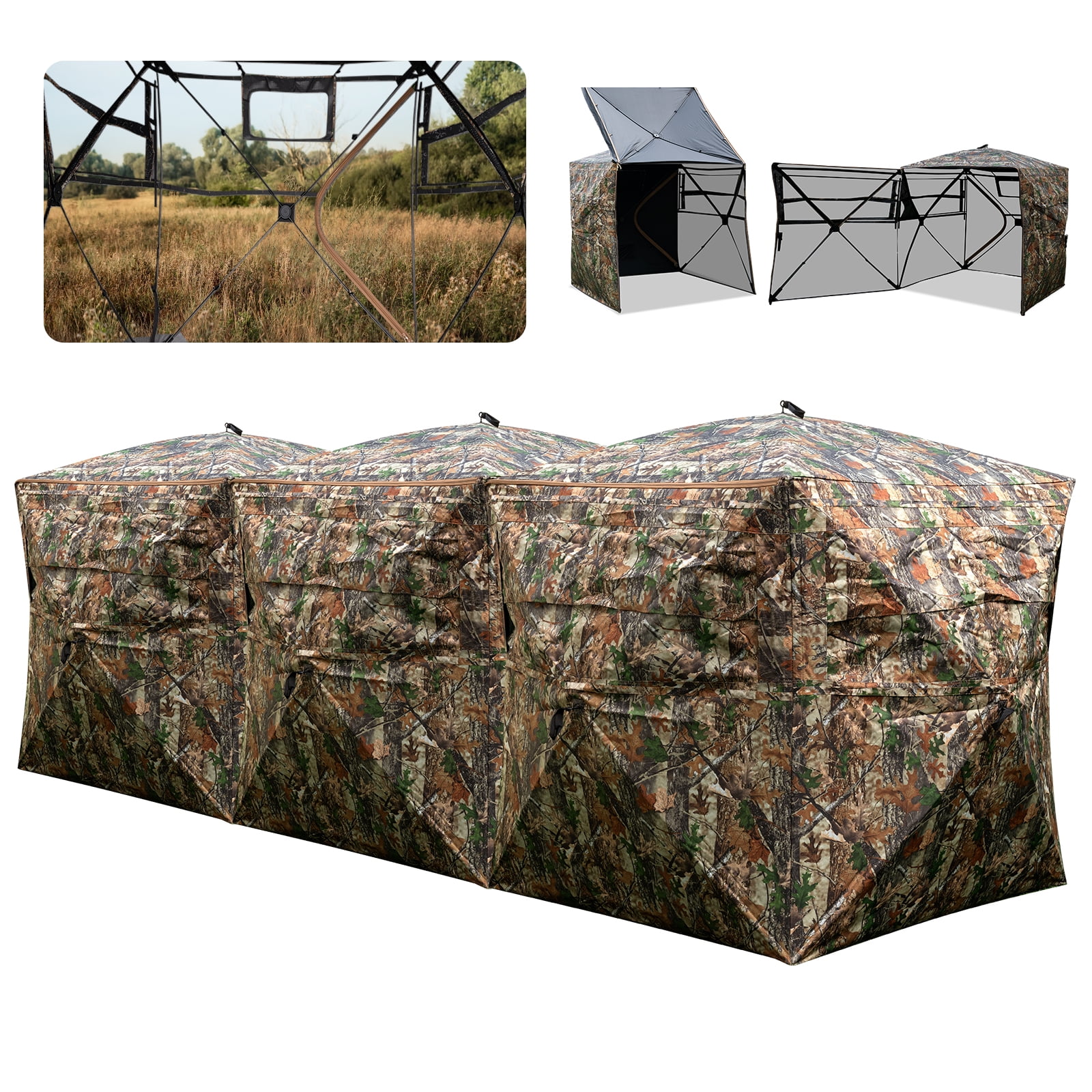 Gymax 2-6 Person Side-by-Side Hunting Blinds w/Noise-free Windows Swing ...