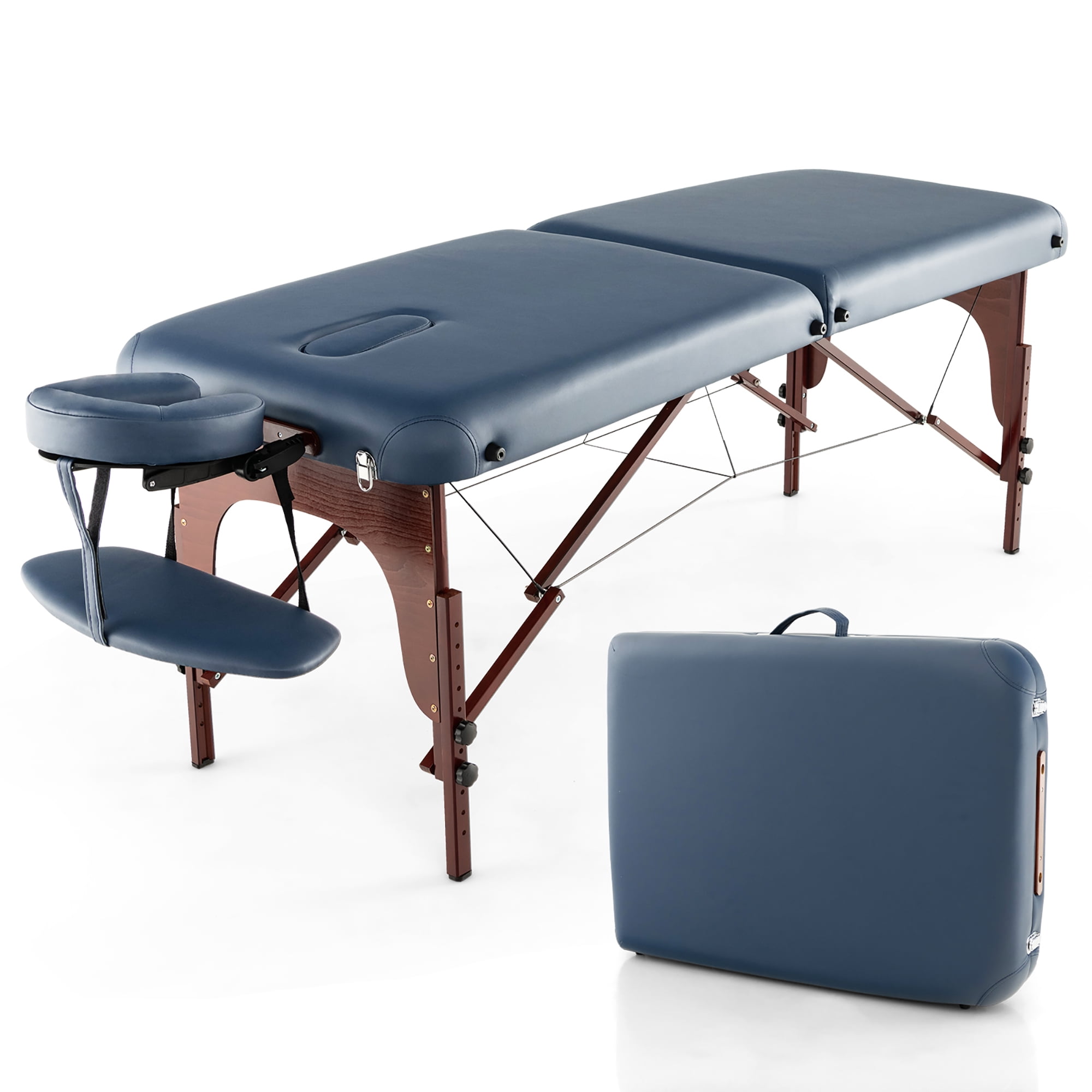 Gymax 2 Fold Massage Table Portable Lash Bed Foldable Spa Table w ...