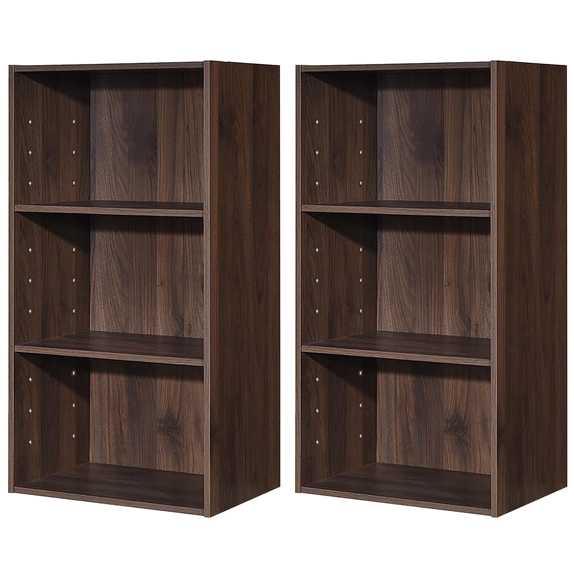 Gymax 2 PCS 3 Tier Bookshelf: Functional Office Furniture, Walnut ...