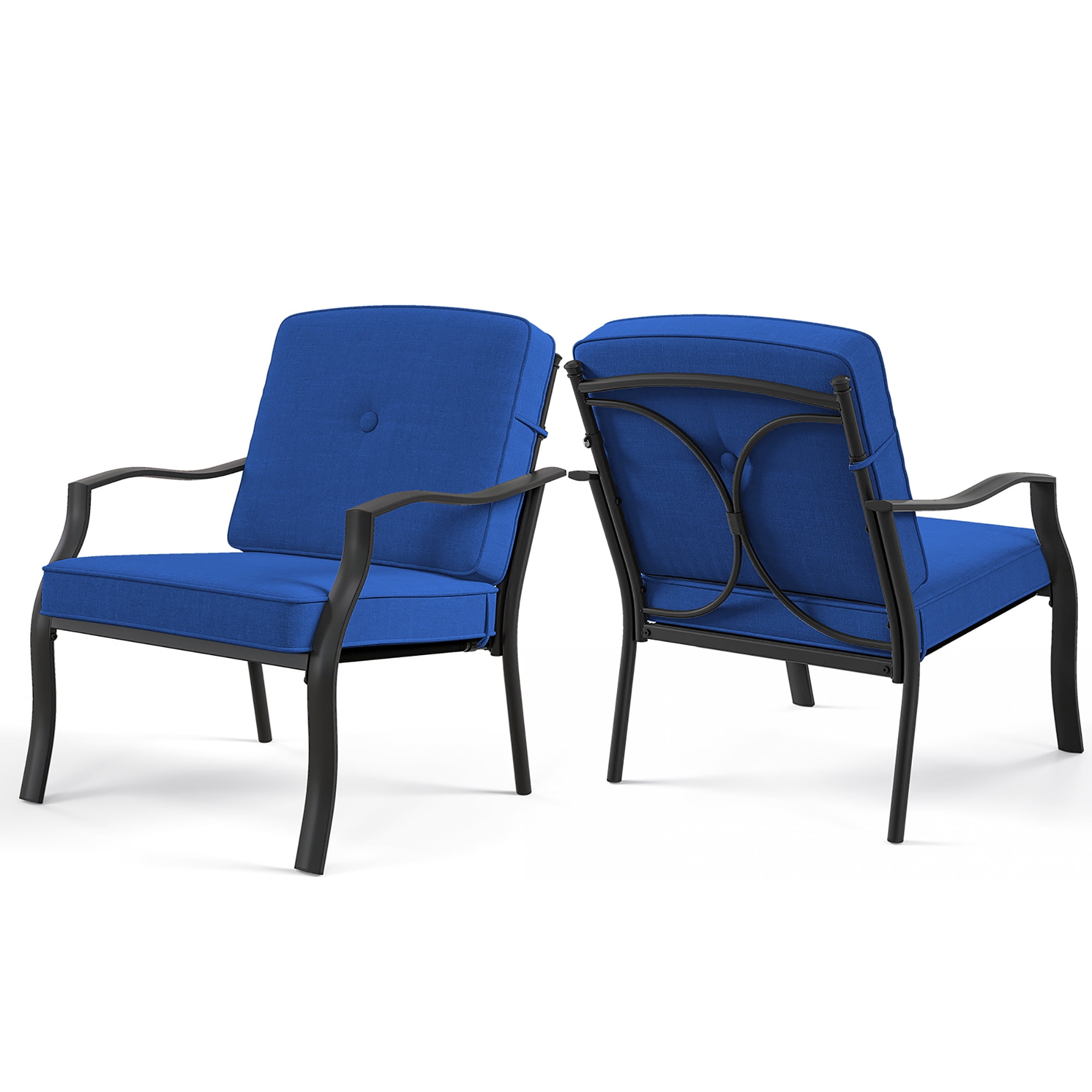 Gymax 2 PCS Patio Metal Chairs Outdoor Dining Seat Heavy Duty w ...