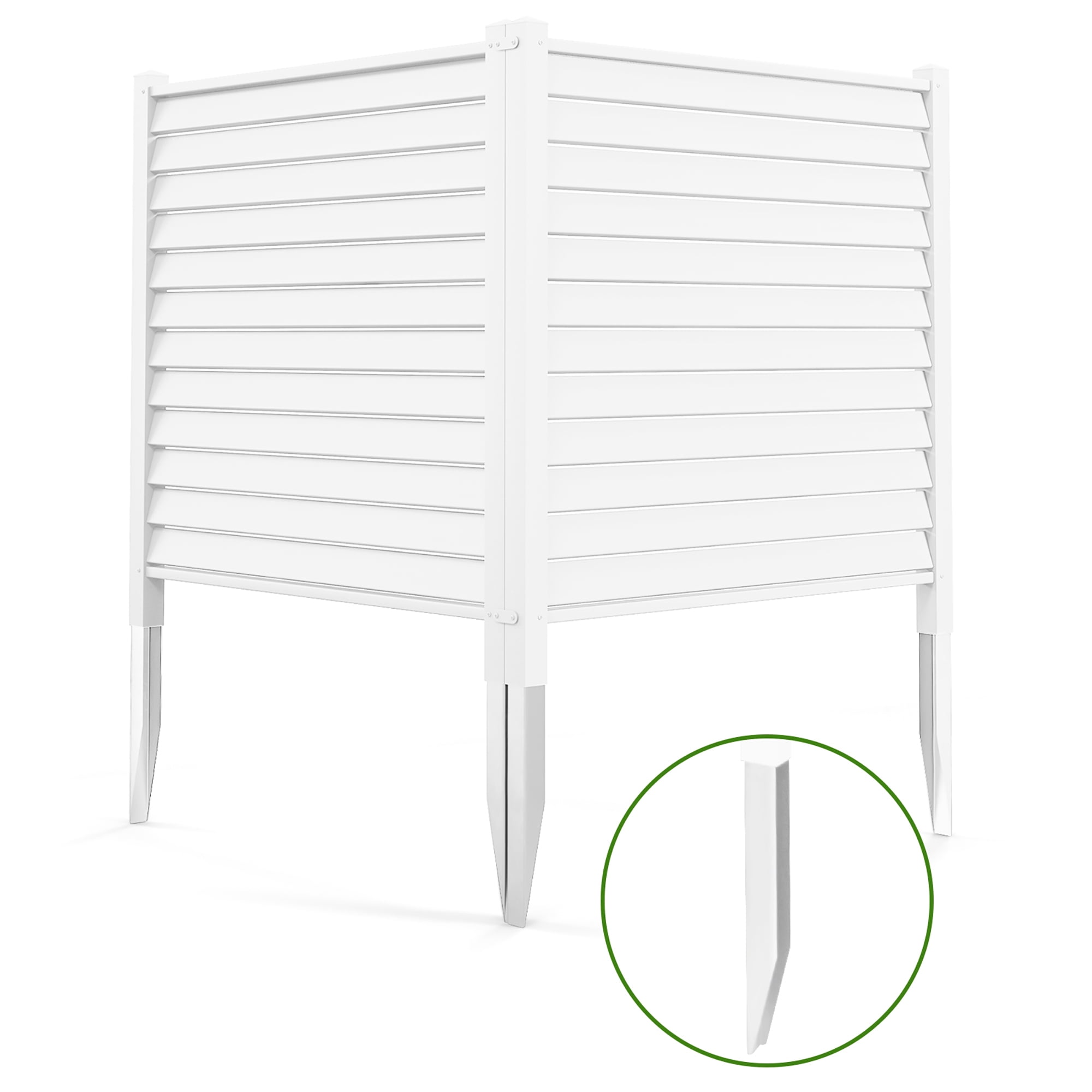 Gymax 2 Pack AC Fence Panel w/Metal Ground Stakes Reasonable Slat ...