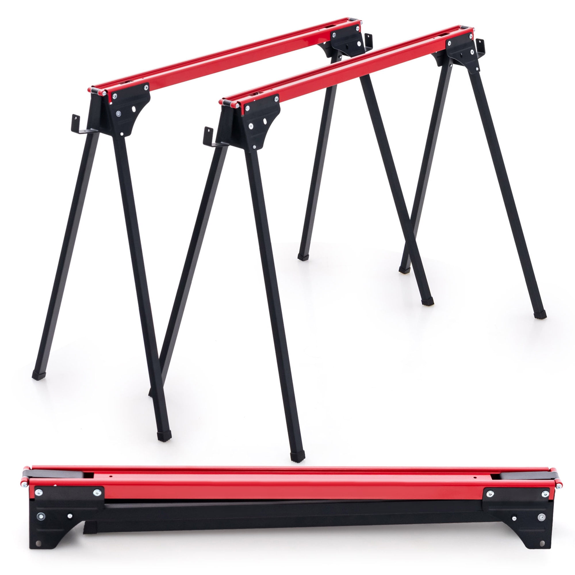 Gymax 2 Pack Folding Saw Horses Work Table w/ Quick Open Legs & 2 x 4 ...
