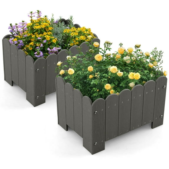 Free Shipping! Gymax 2 Pack Rectangular Planter Box Weather-resistant ...