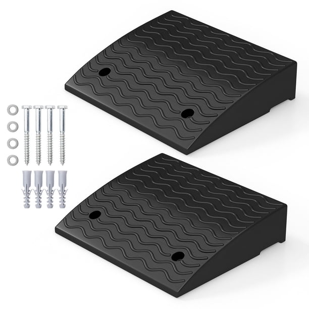 Gymax 2 Pack Rubber Curb Ramp w/ 6800 LBS Load Capacity 4.5'' Raised ...