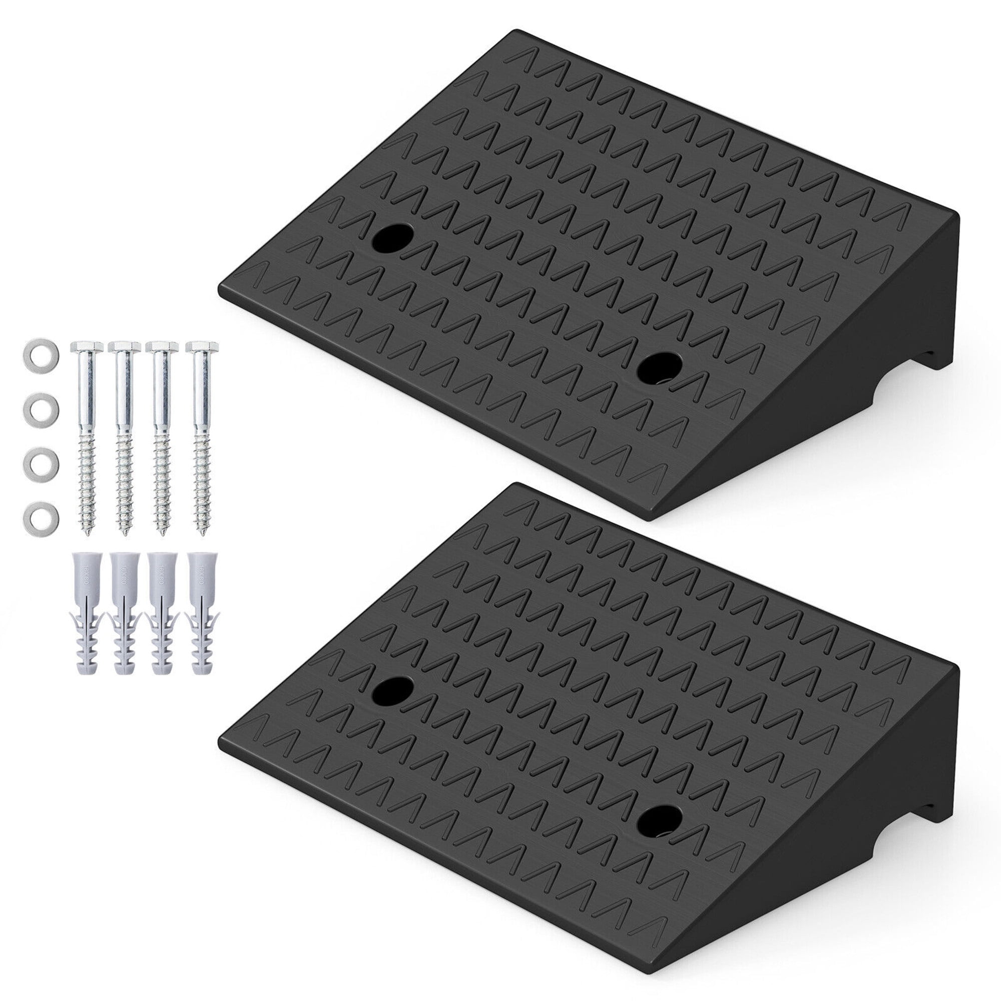 Gymax 2 Pack Rubber Curb Ramp w/ 6800 LBS Load Capacity 5'' Raised ...