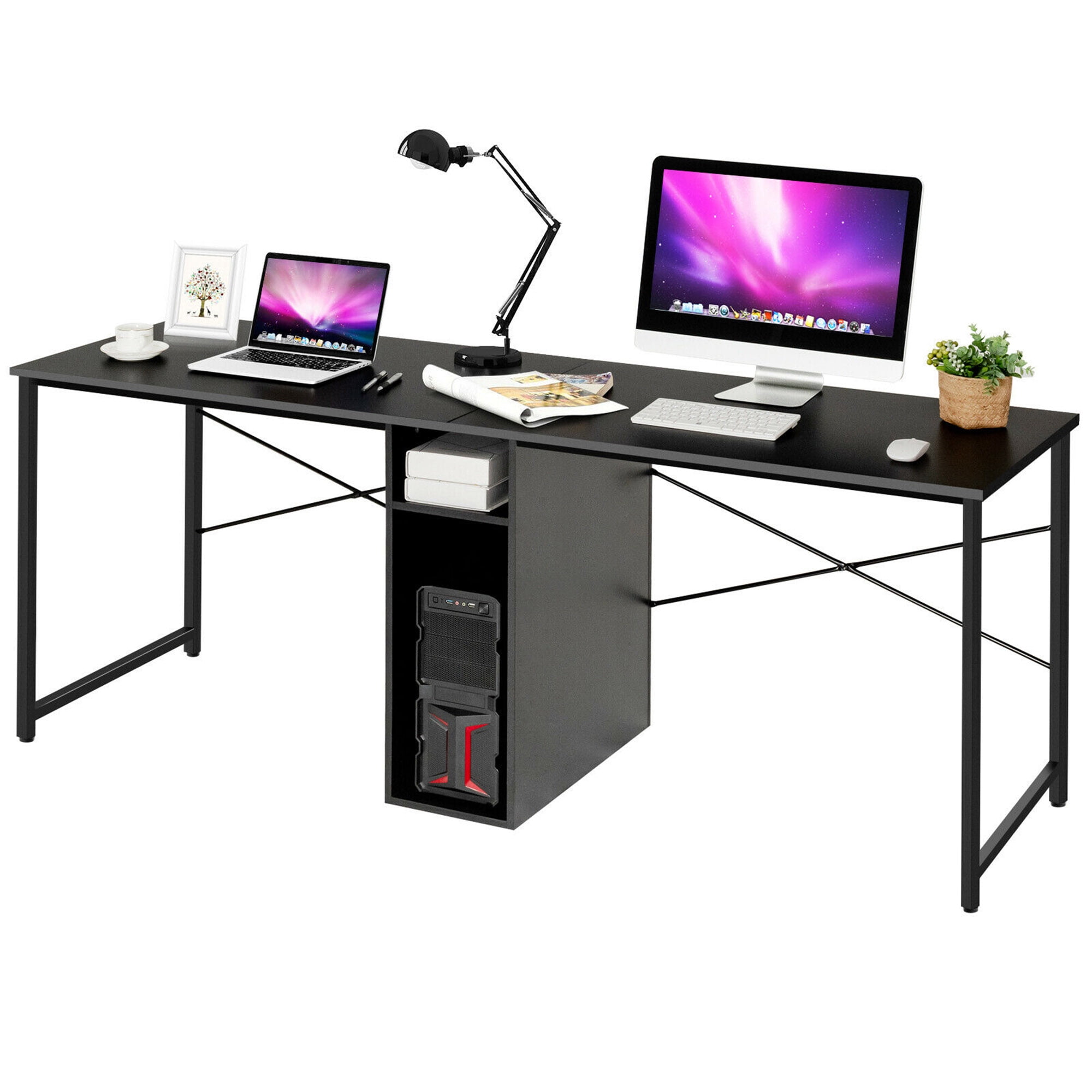Gymax 2 Person Double Workstation Computer Office Desk with Storage ...
