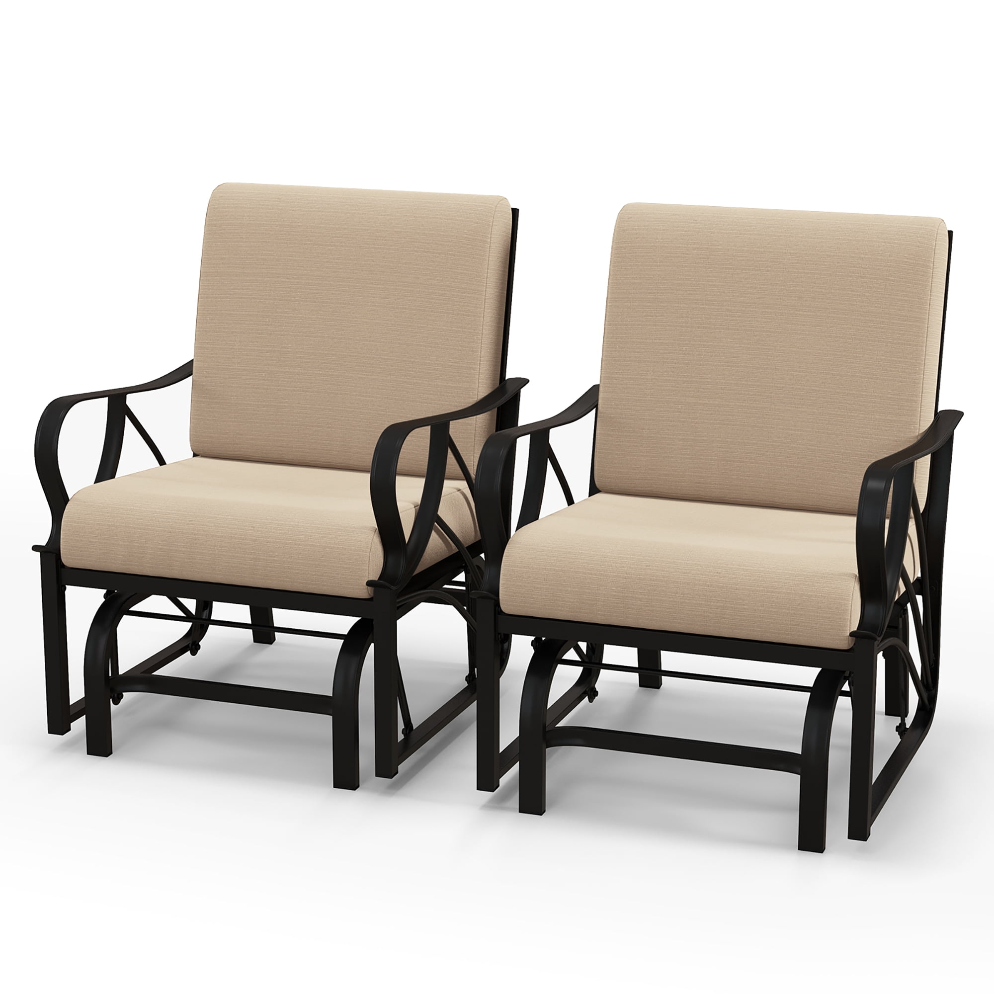 Gymax 2-Piece Outdoor Patio Glider Chair Furniture for Balcony, Porch ...