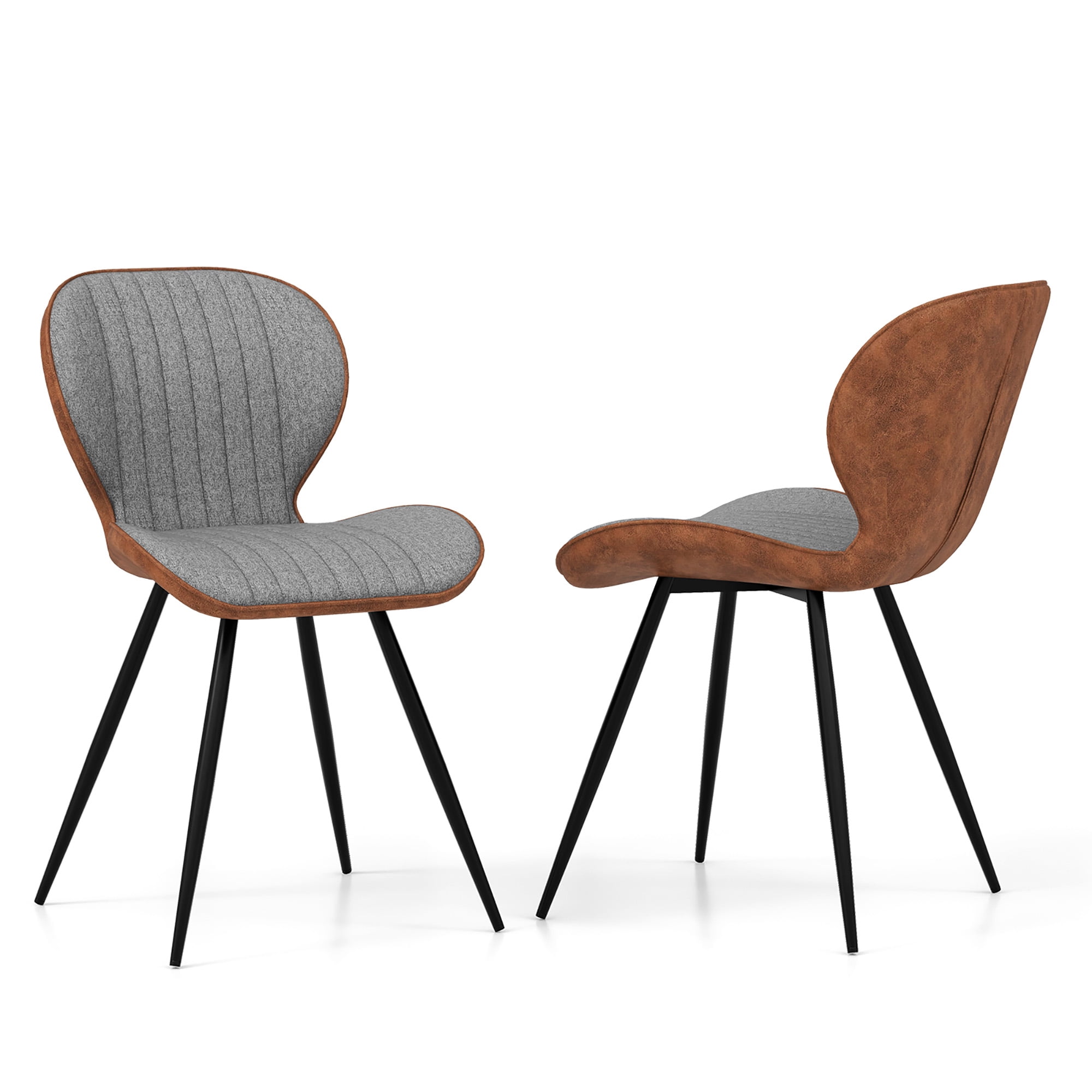 Gymax 2 Set Armless Dining Chair w/ Curved Backrest U-shaped Seat & Non ...