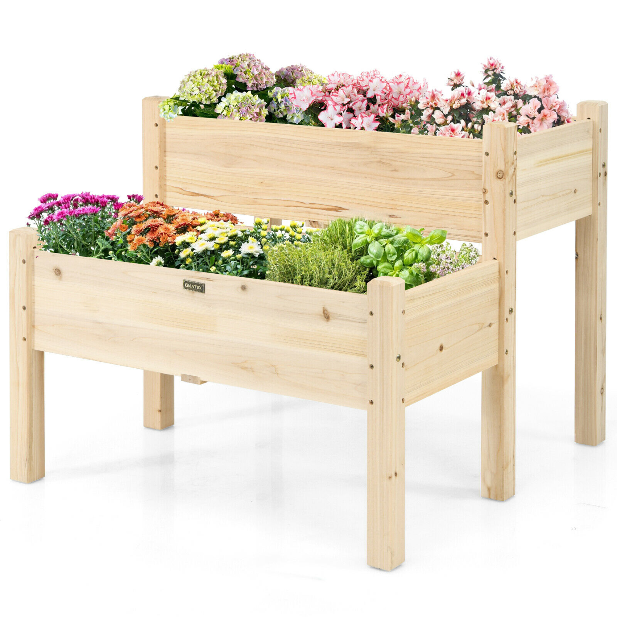 3 Tier Wooden Elevated Raised Garden Bed Planter Box Kit Natural Cedar