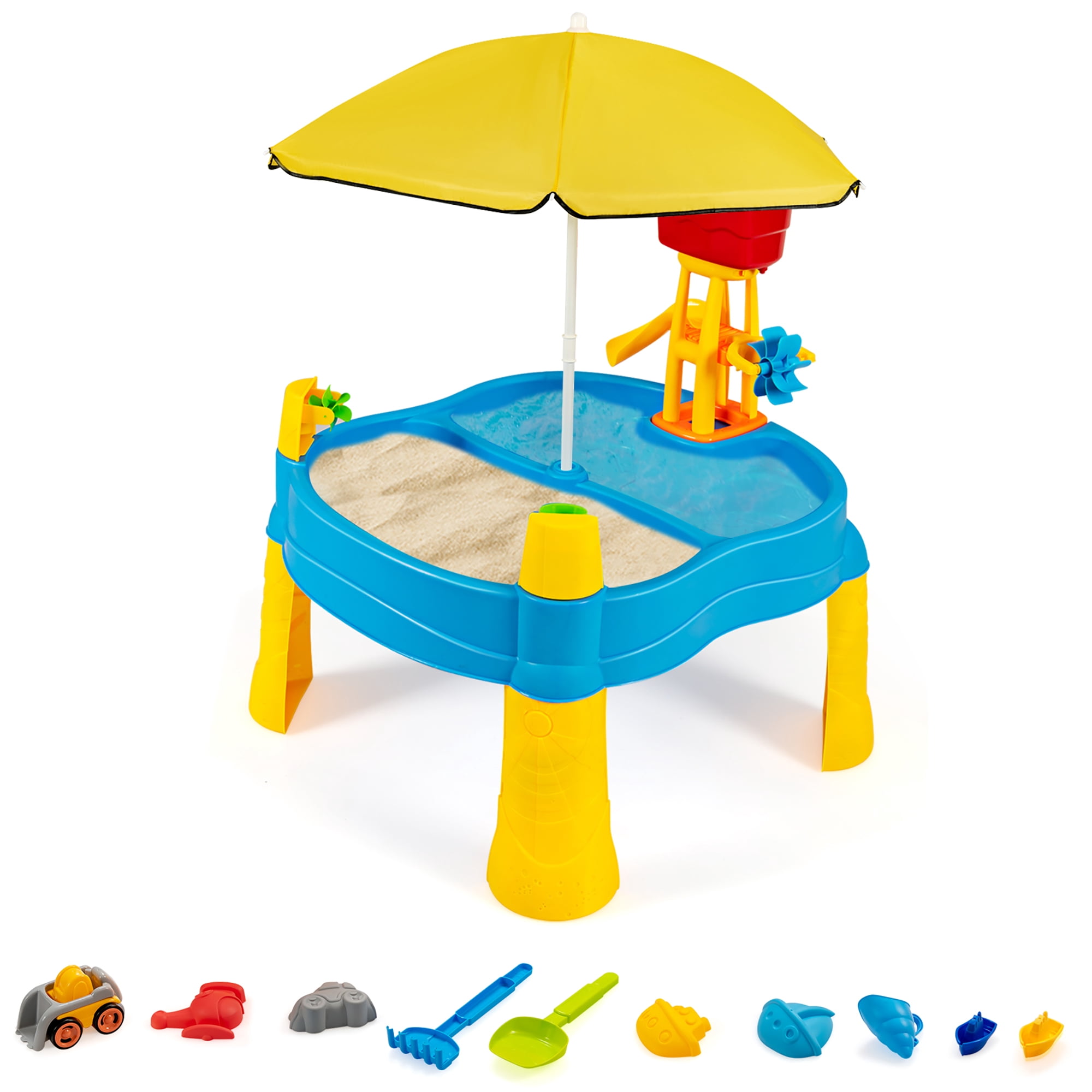 Gymax 2-in-1 Activity Center Kids Sand Water Table w/ Sandbox Table ...