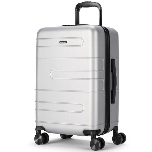 Gymax 20'' Spinner Hardshell Carry-On Luggage with TSA Lock, Silver ...