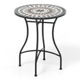 Gymax 24'' Outdoor Bistro Table w/ Mosaic Ceramic Tile Top & Heavy-Duty ...