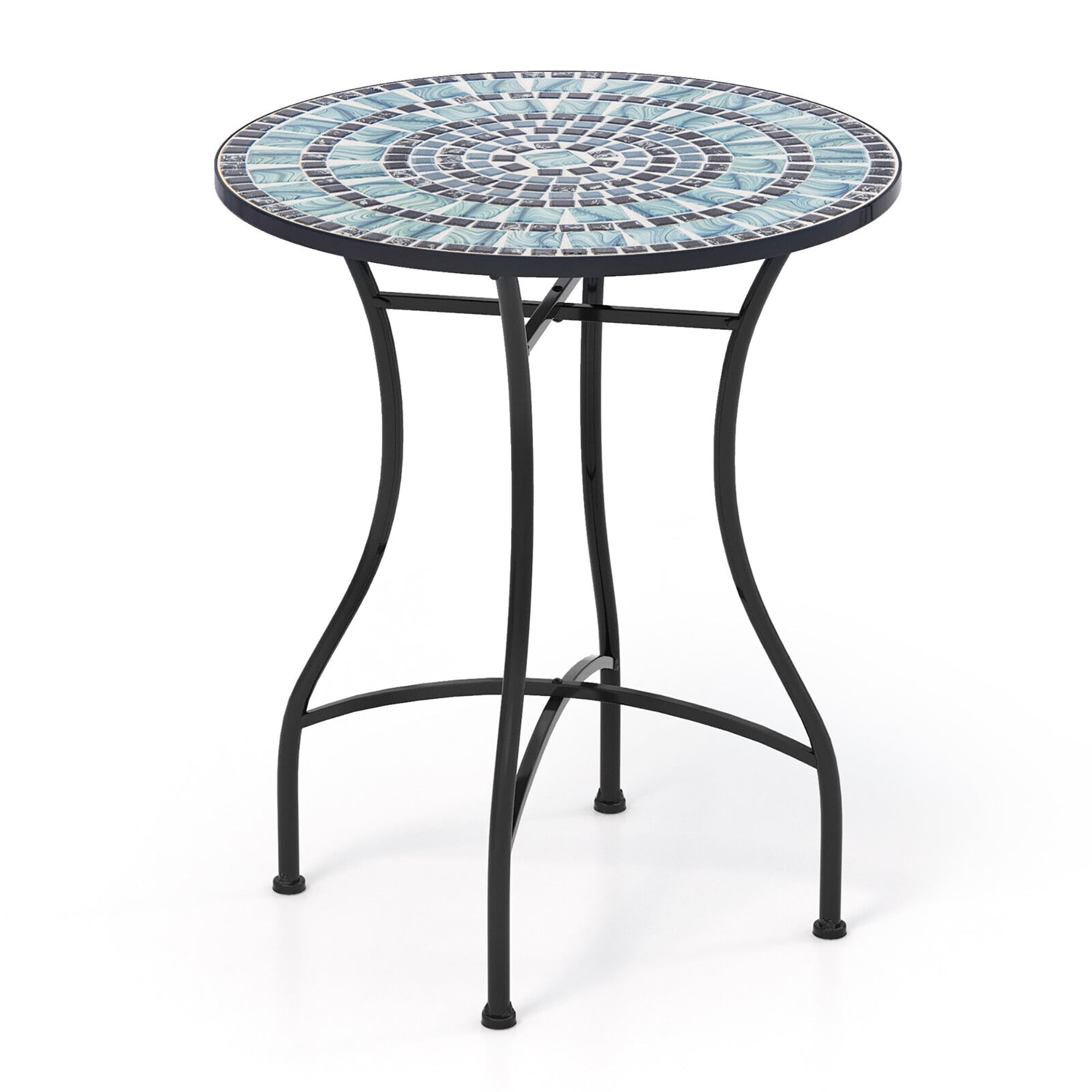 Gymax Mosaic Bistro Patio Table, 24-inch, Heavy-Duty Metal Structure ...