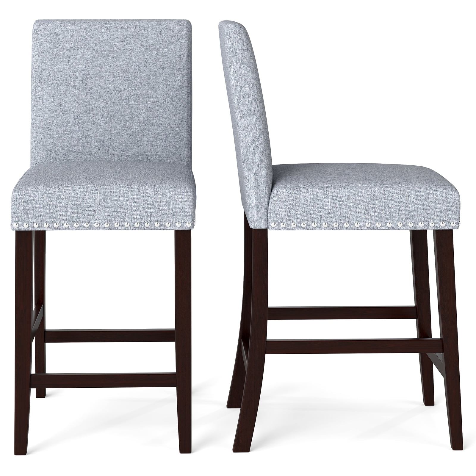 Gymax 26'' Counter Height Chairs Set of 2 Barstools w/ Padded Seat ...