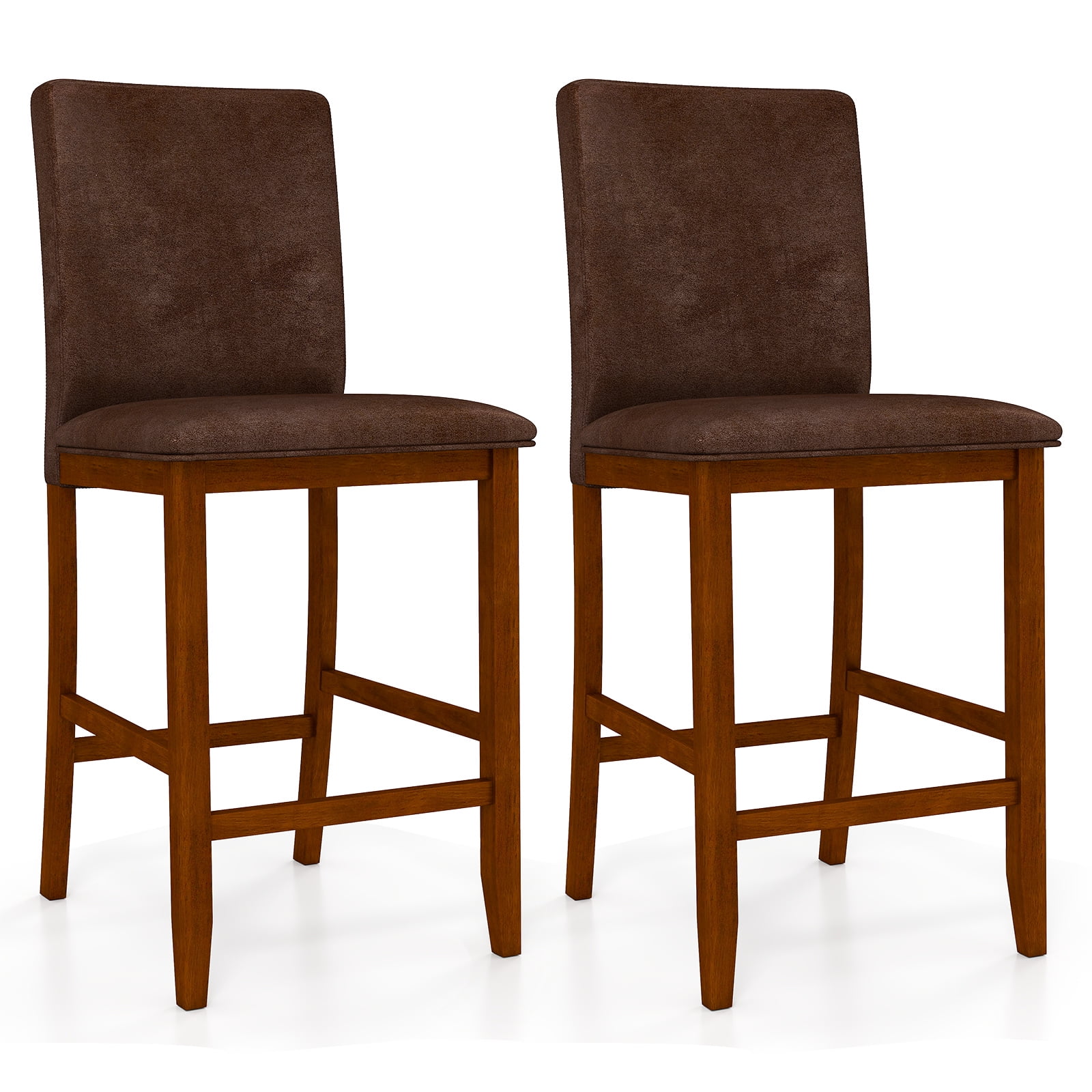 Gymax 26 Inch Counter Barstools Set of 2 w/Upholstered Seat & Backrest ...