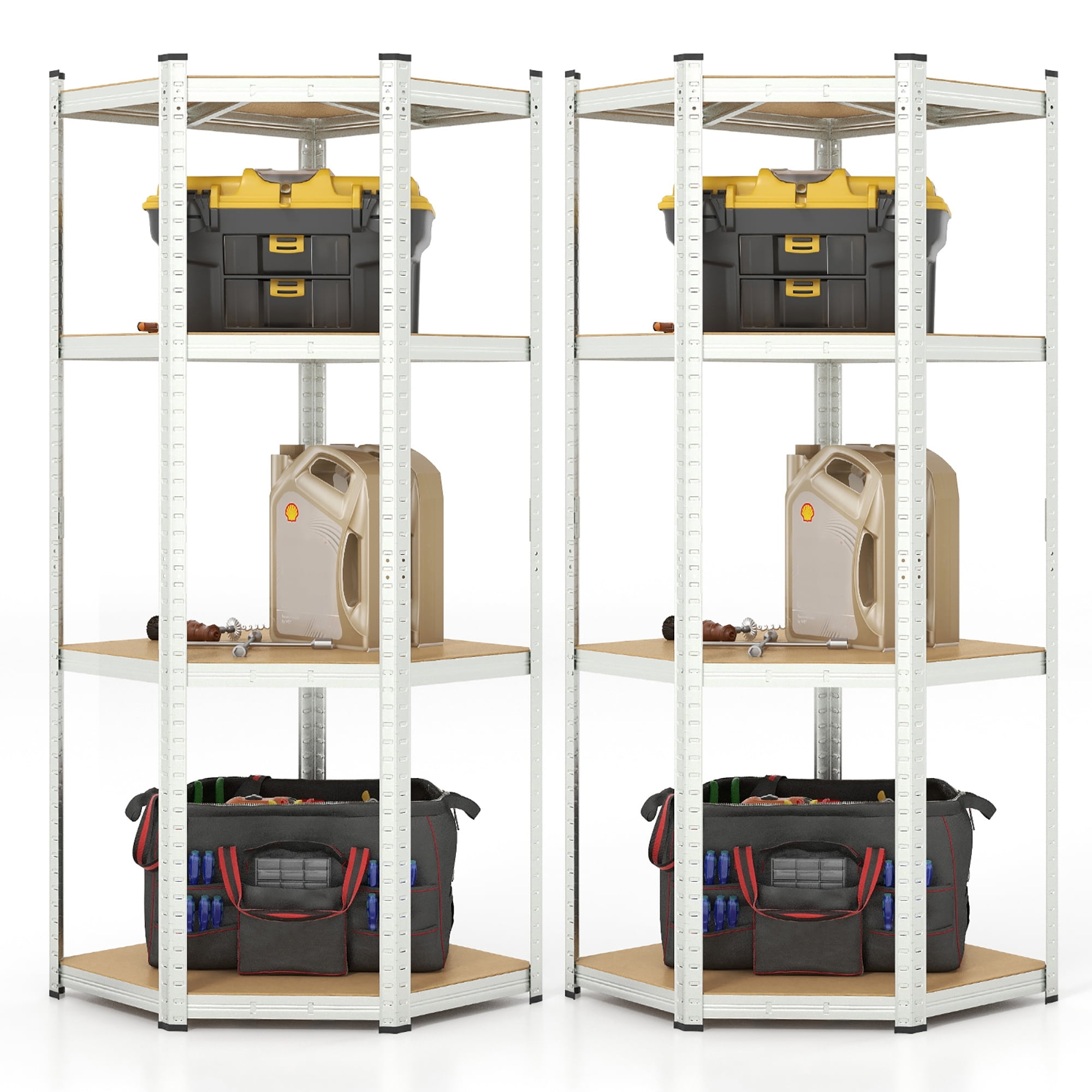 Gymax 2PCS 4-Tier Adjustable Garage Storage Utility Rack Corner ...